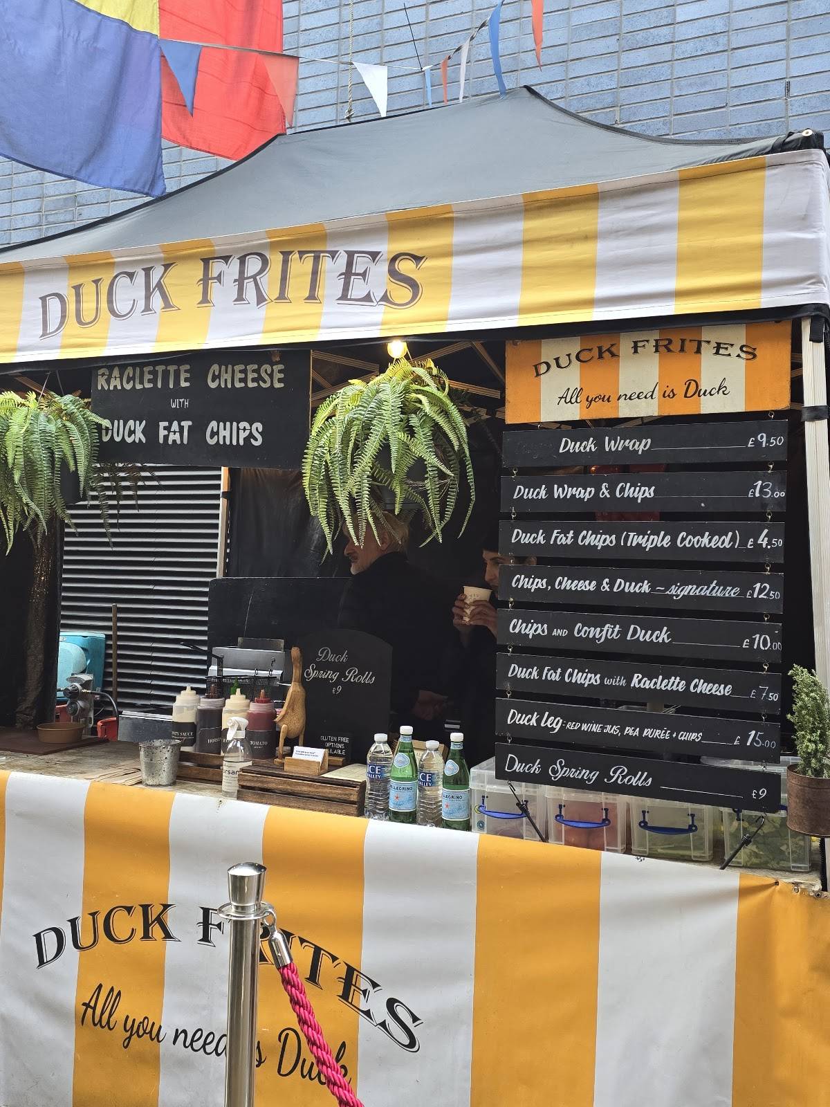 Menu at Duck Frites restaurant, London