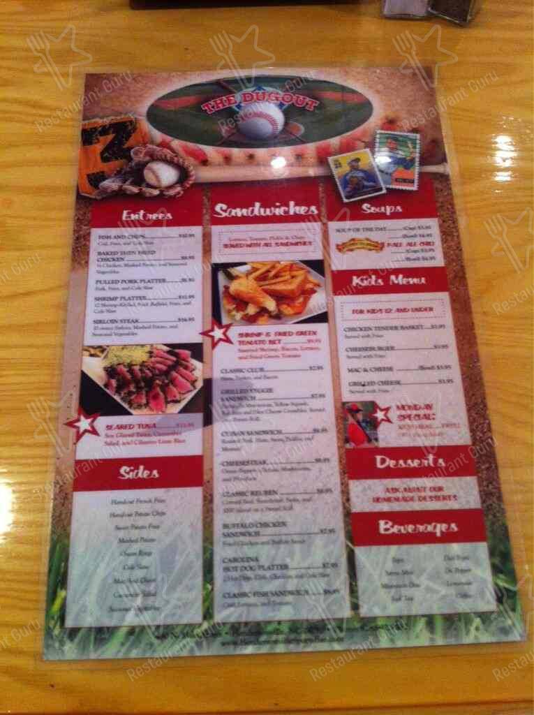 Menu at The Dugout Sports Bar and Taphouse, Hendersonville