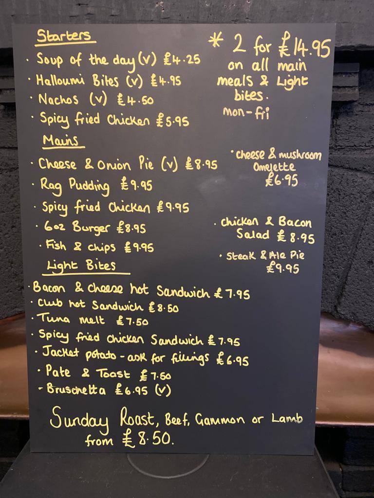 Menu at Dysarts Arms, Mossley pub & bar, Ashton-under-Lyne