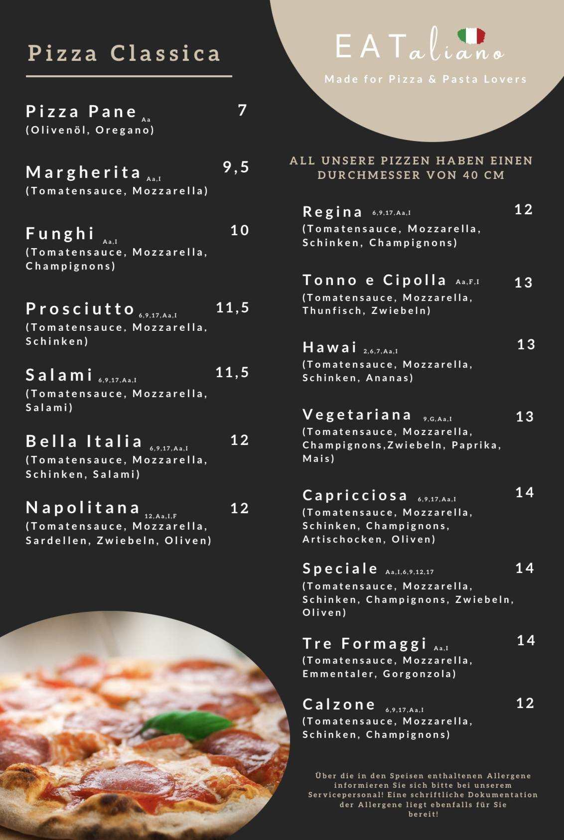 Menu at EATaliano pizzeria, Achern