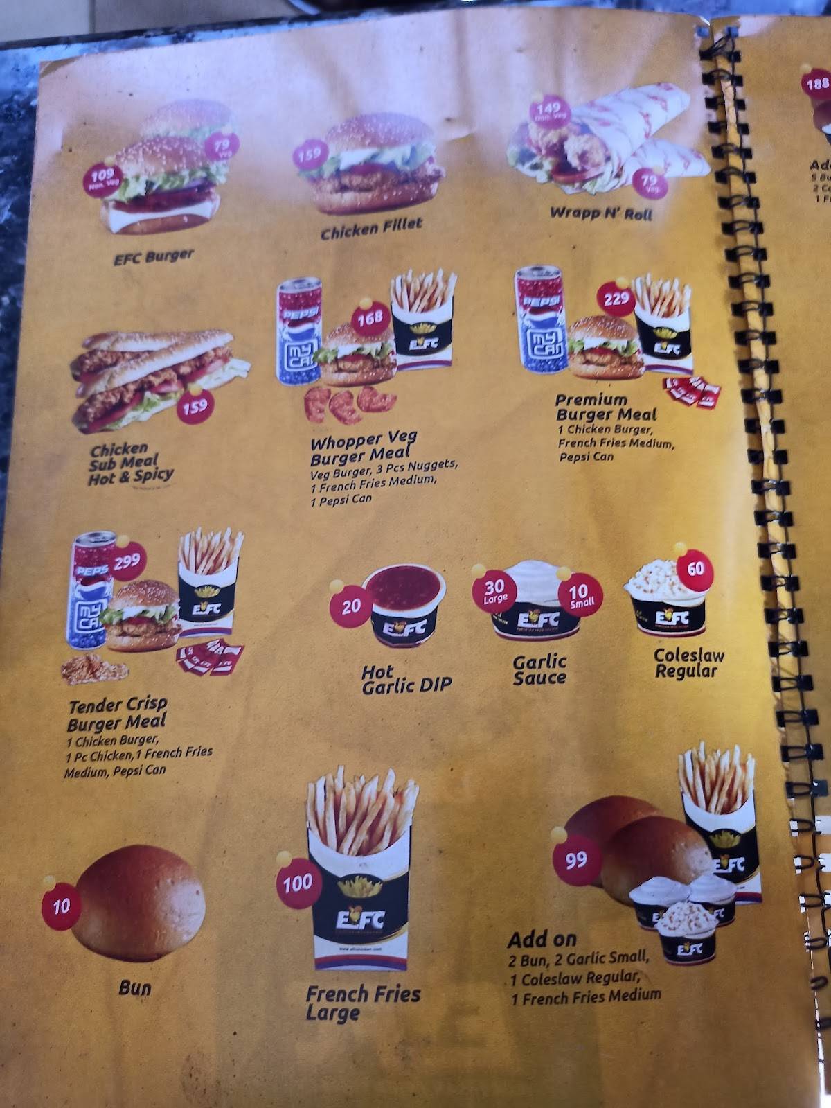 Menu at EFC, Thrissur, Parayil Ln