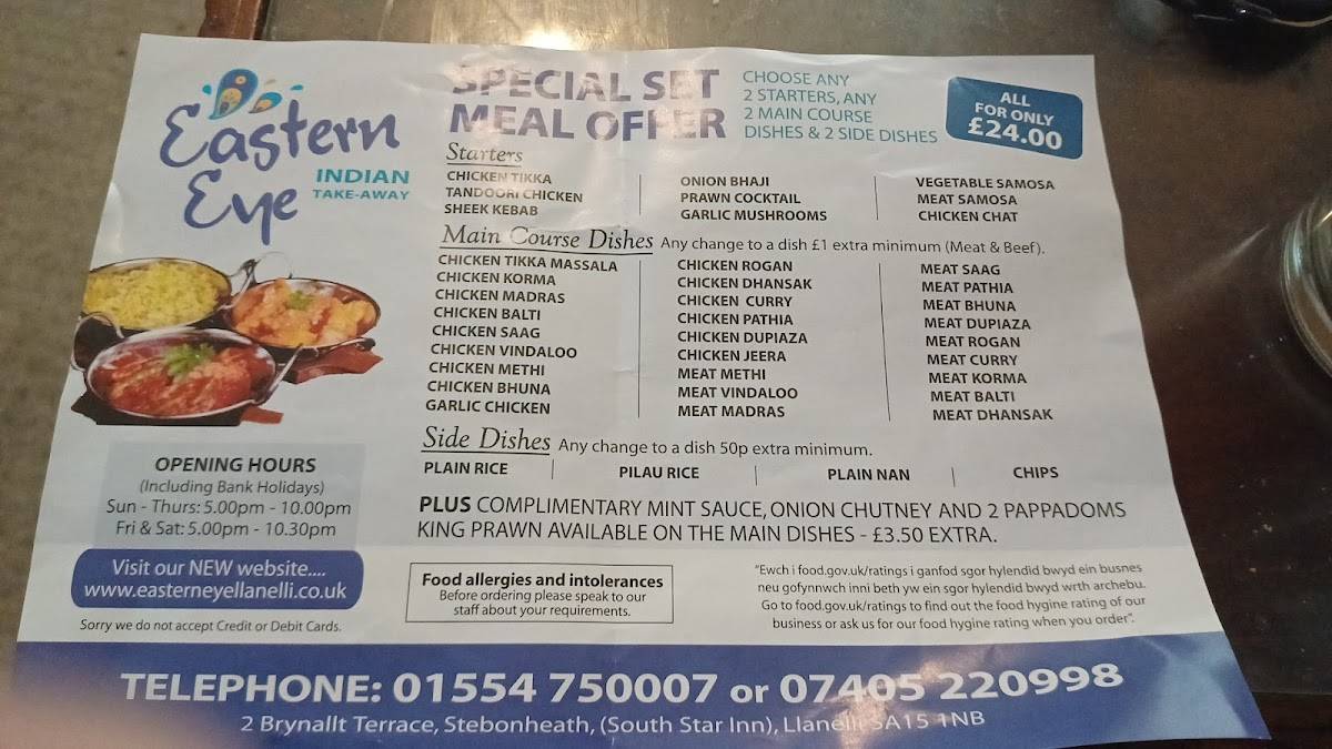 Carta de comida rápida Eastern Eye, Llanelli