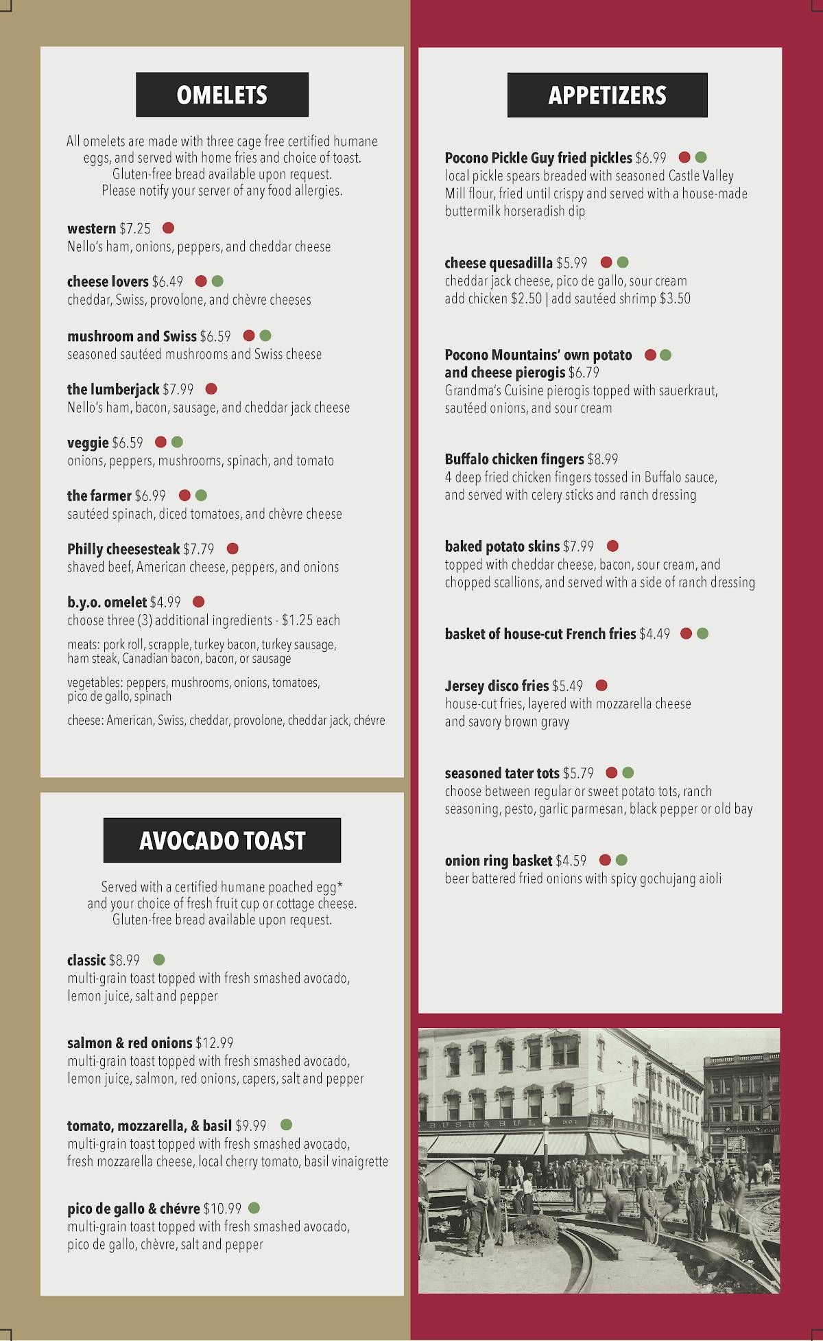 Menu at The Trolley Stop Diner restaurant, Easton
