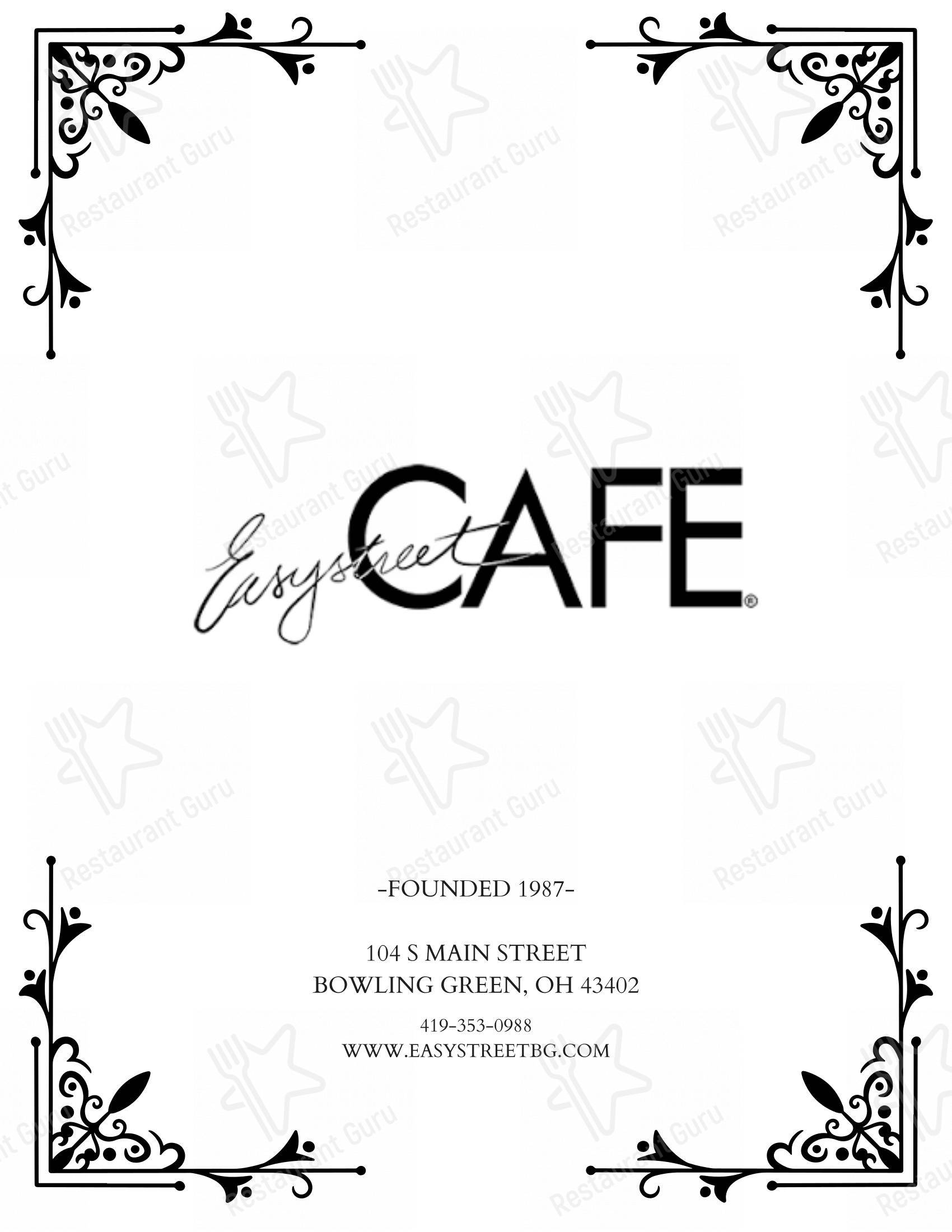 Menu at Easy Street Cafe - Bowling Green, OH, Bowling Green