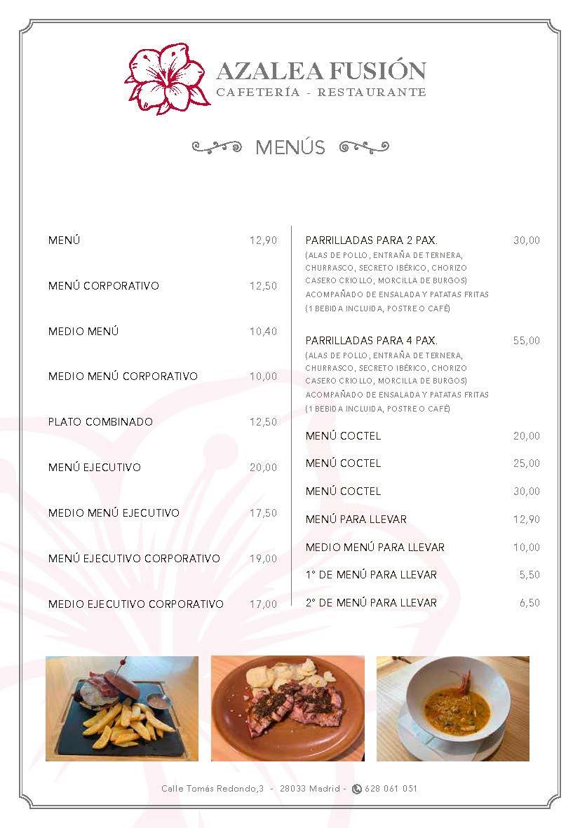 Carta del restaurante AZALEA FUSION, Madrid