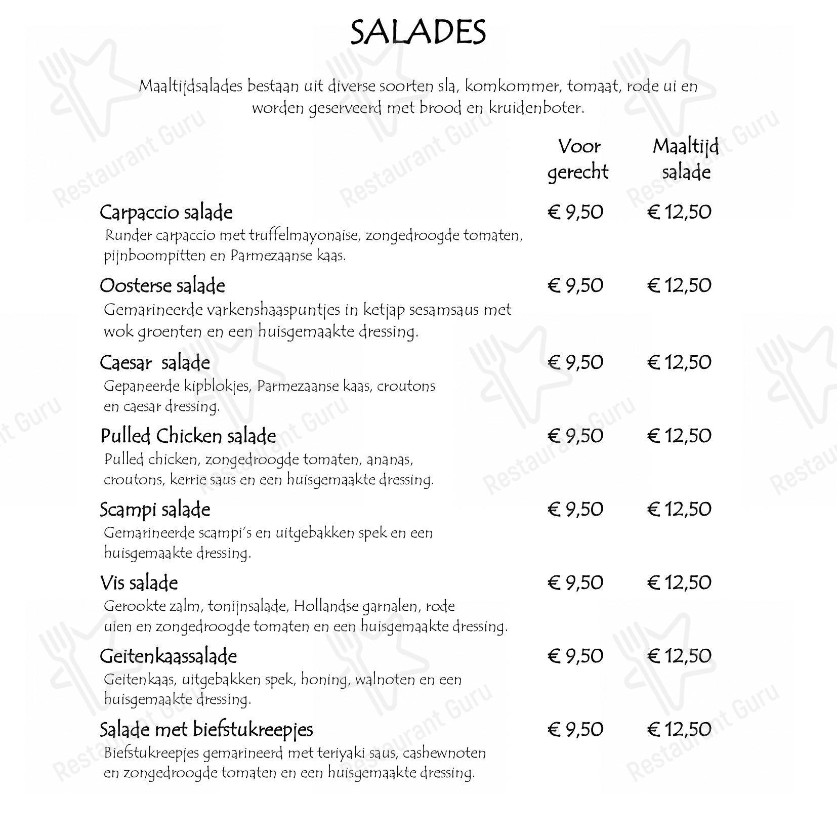 Menu at Eetcafé De Kers, Veldhoven