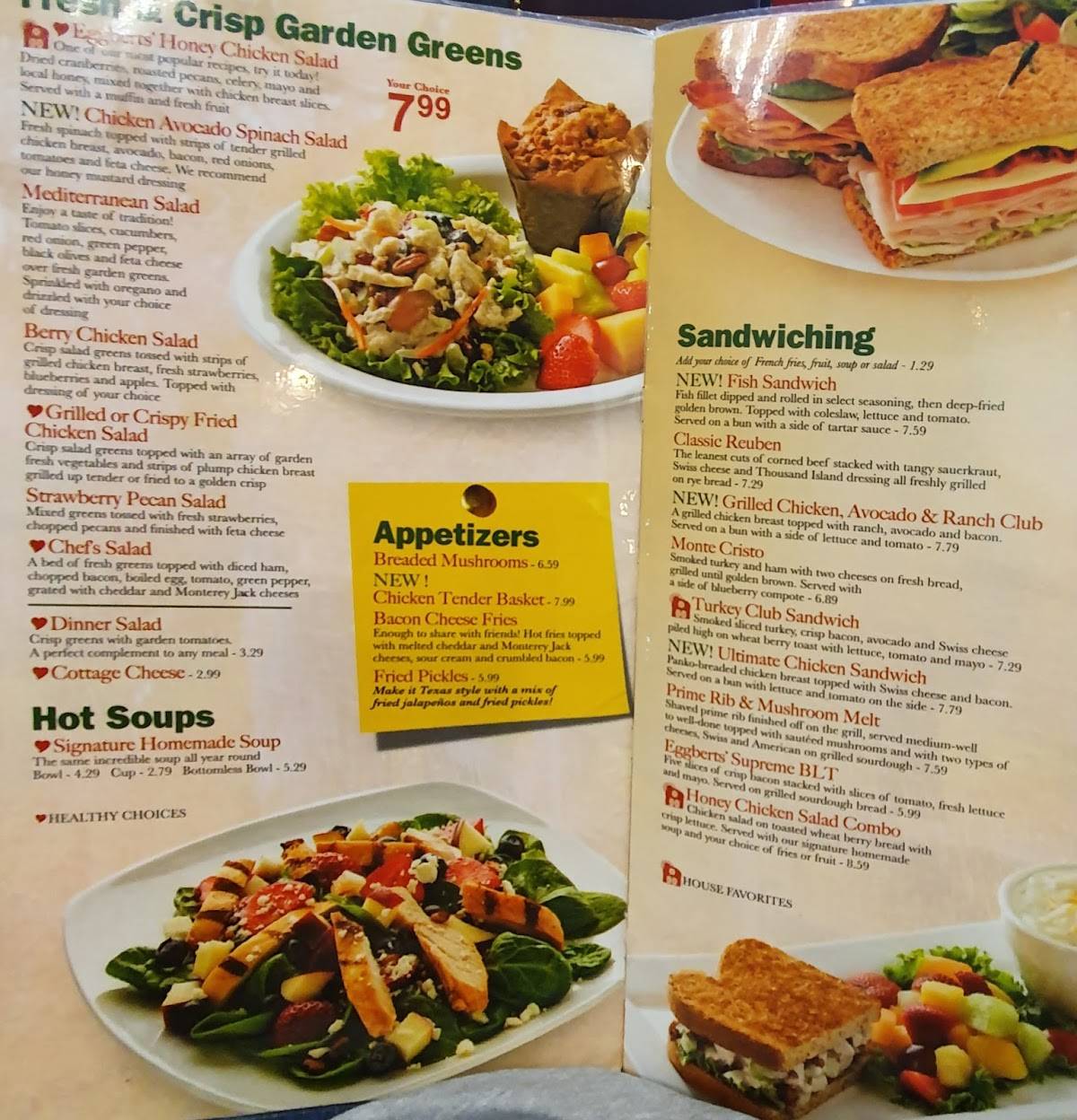 Menu at Eggbert's restaurant, Claremore, 900 S Lynn Riggs Blvd