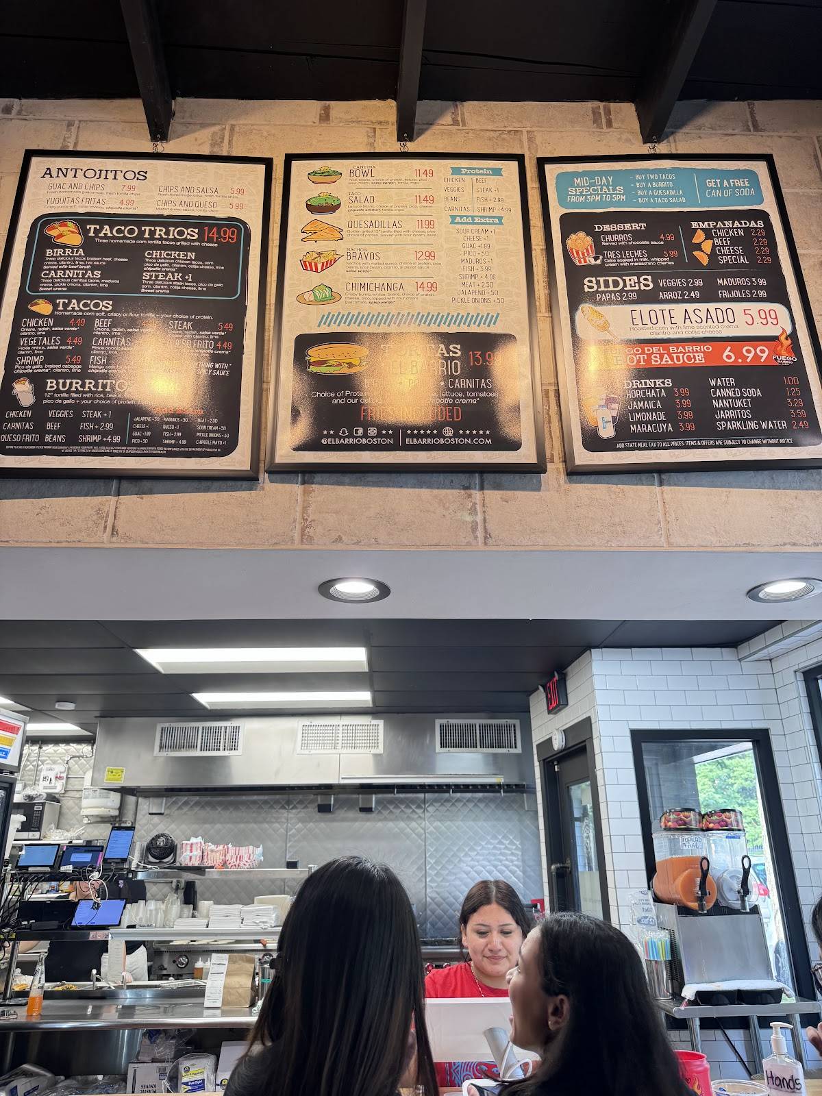 Menu at El Barrio Mexican Grill, Boston, 809 Harrison Ave