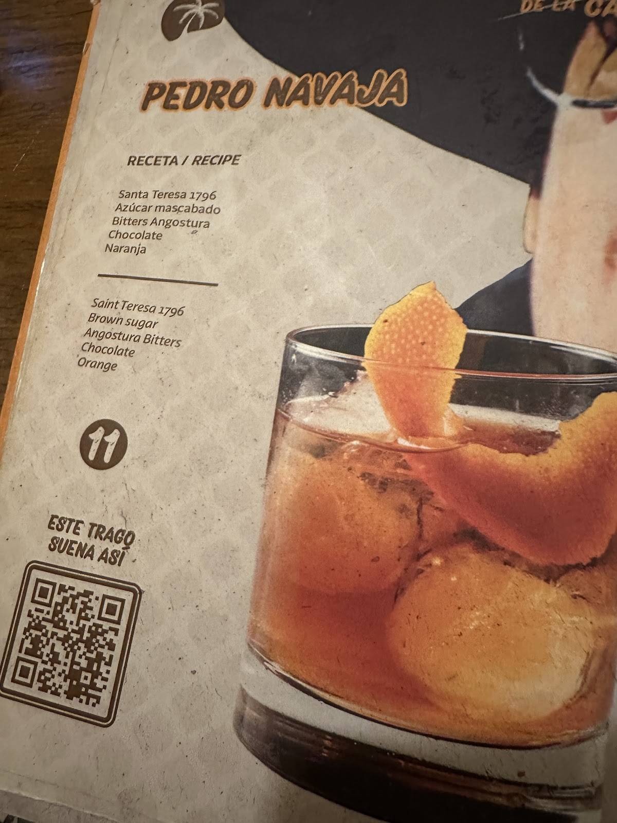 Carta del pub y bar El Bombón, Barcelona
