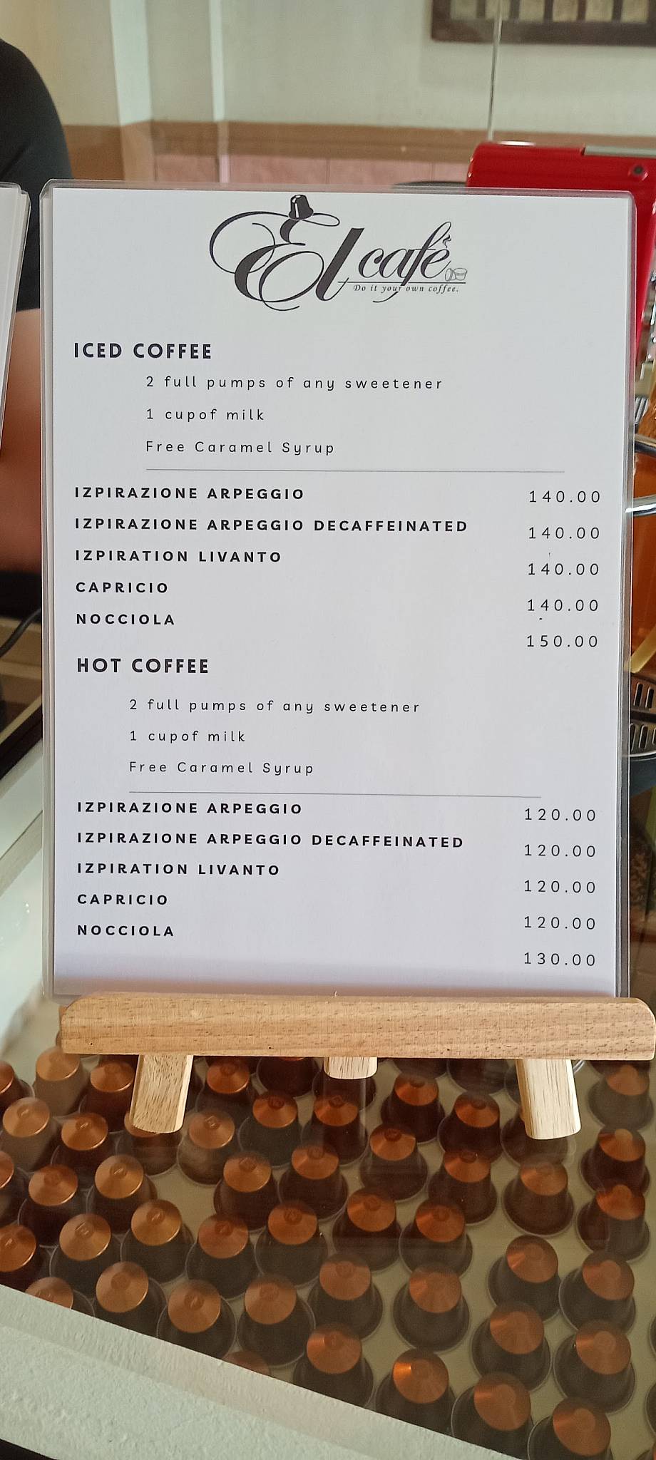 Menu at El Cafe, Iloilo City