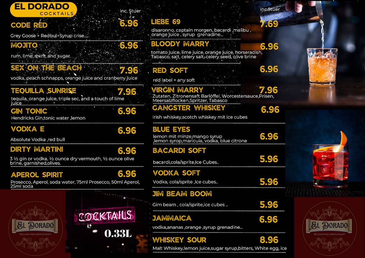 Menu at El Dorado Billiard Bar and Restaurant, Halle (Saale)
