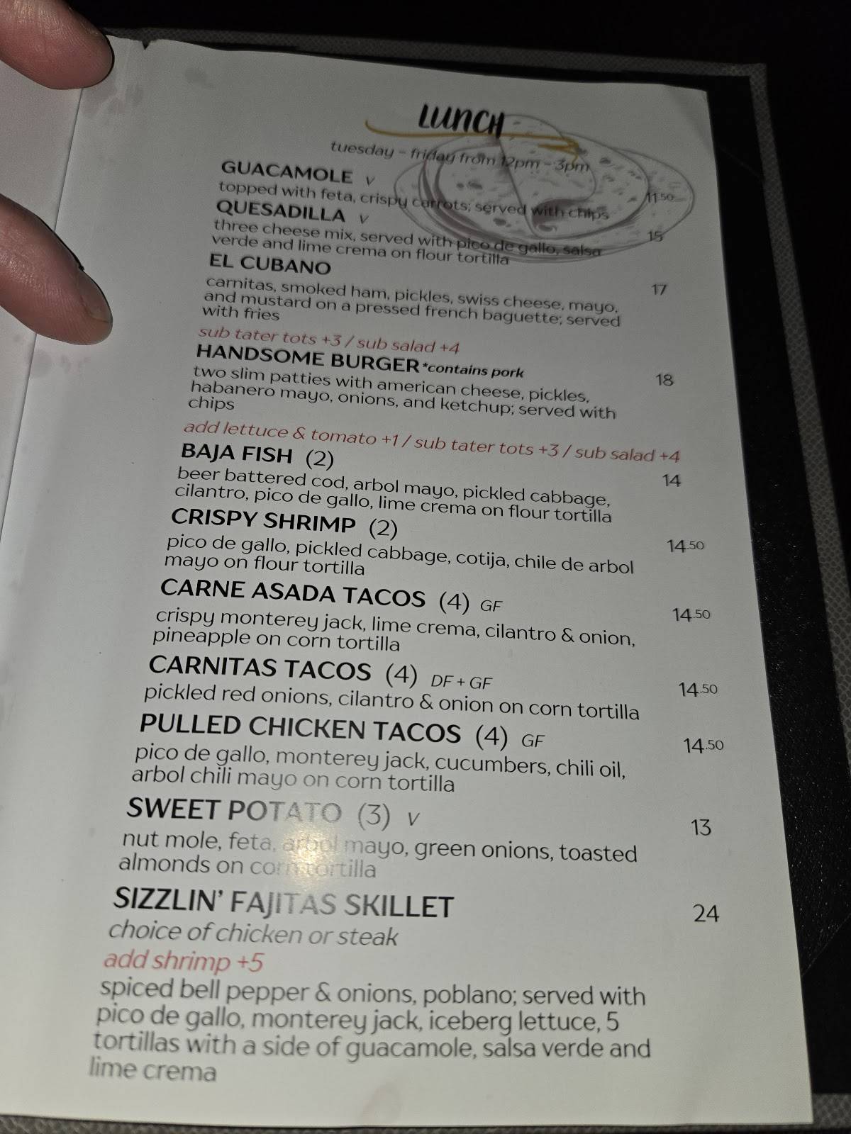 Menu au El Guapo - Mexican Restaurant Vancouver, Vancouver