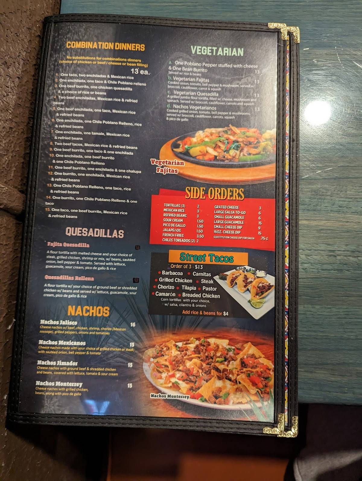 Menu at El Jimador restaurant, Hot Springs Village
