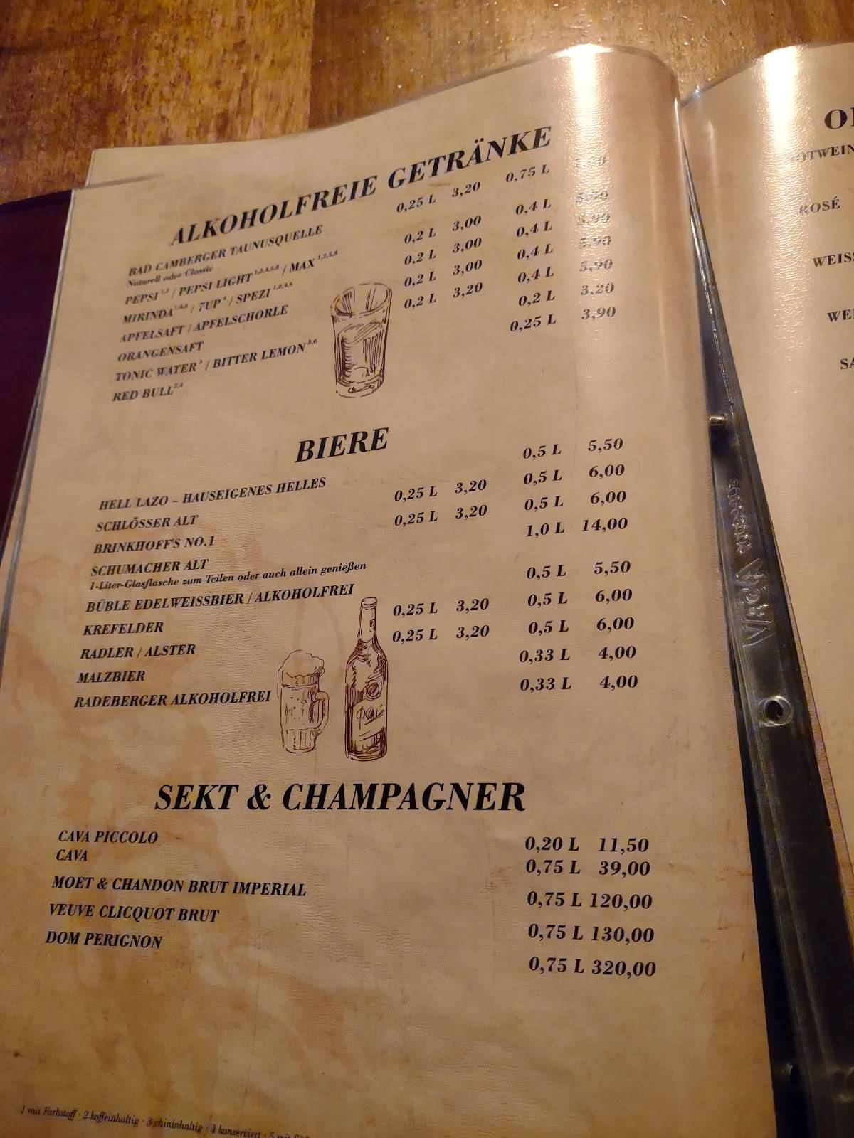 Carta de El Lazo Steakhaus, Düsseldorf
