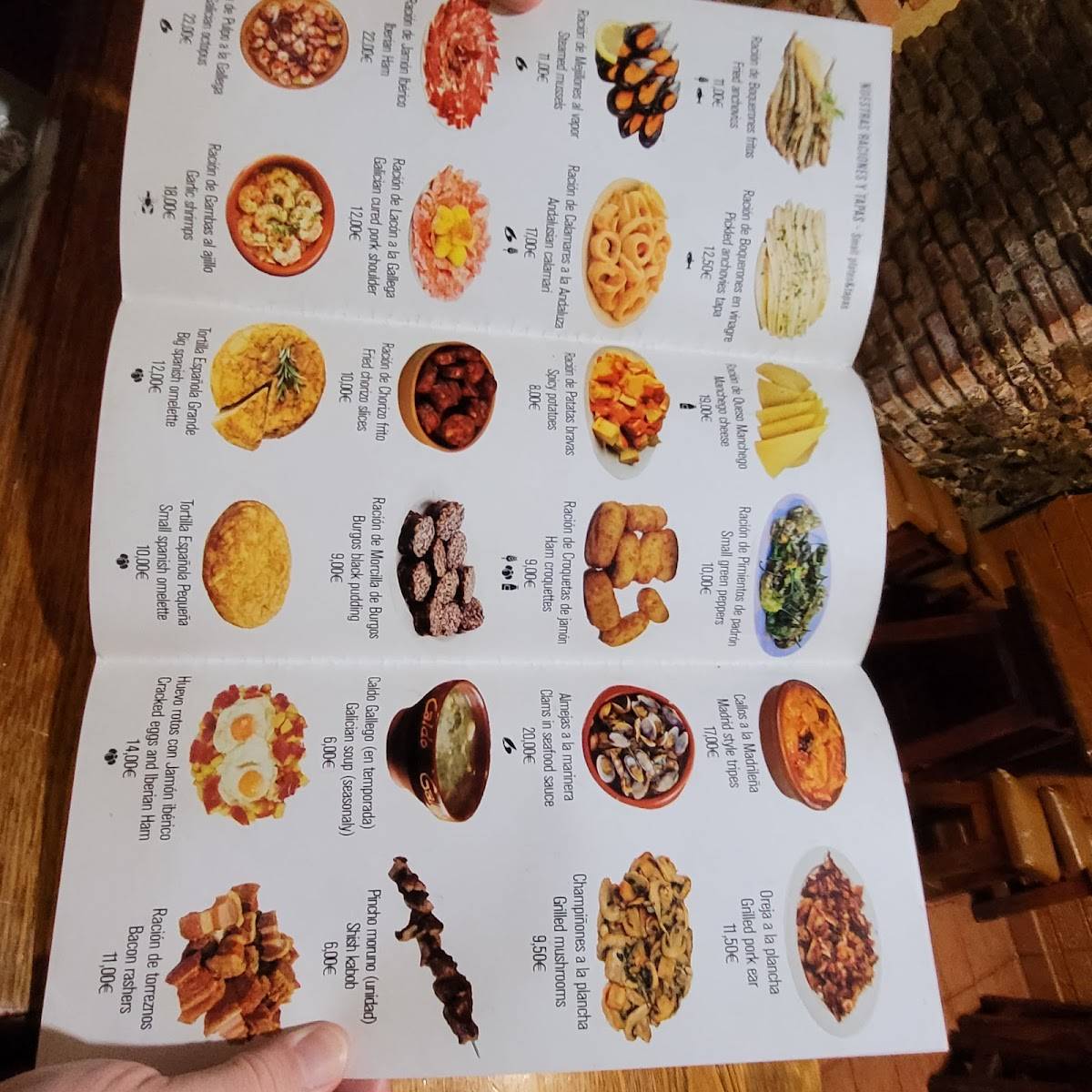 Carta del restaurante El Mesón del Boquerón, Madrid