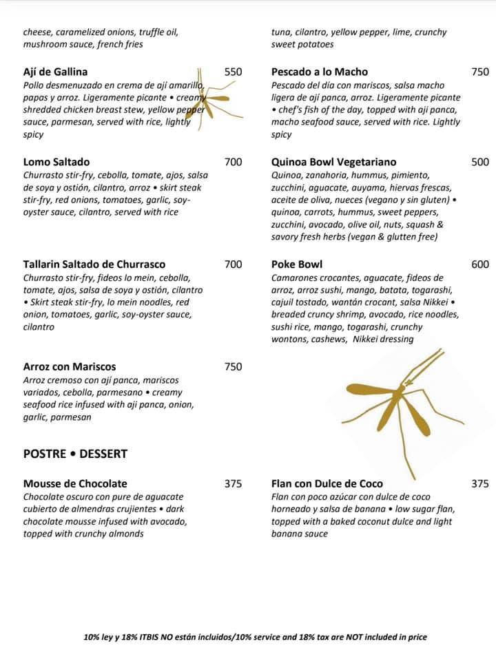 Menu at El Mosquito Rooftop pub & bar, Las Terrenas