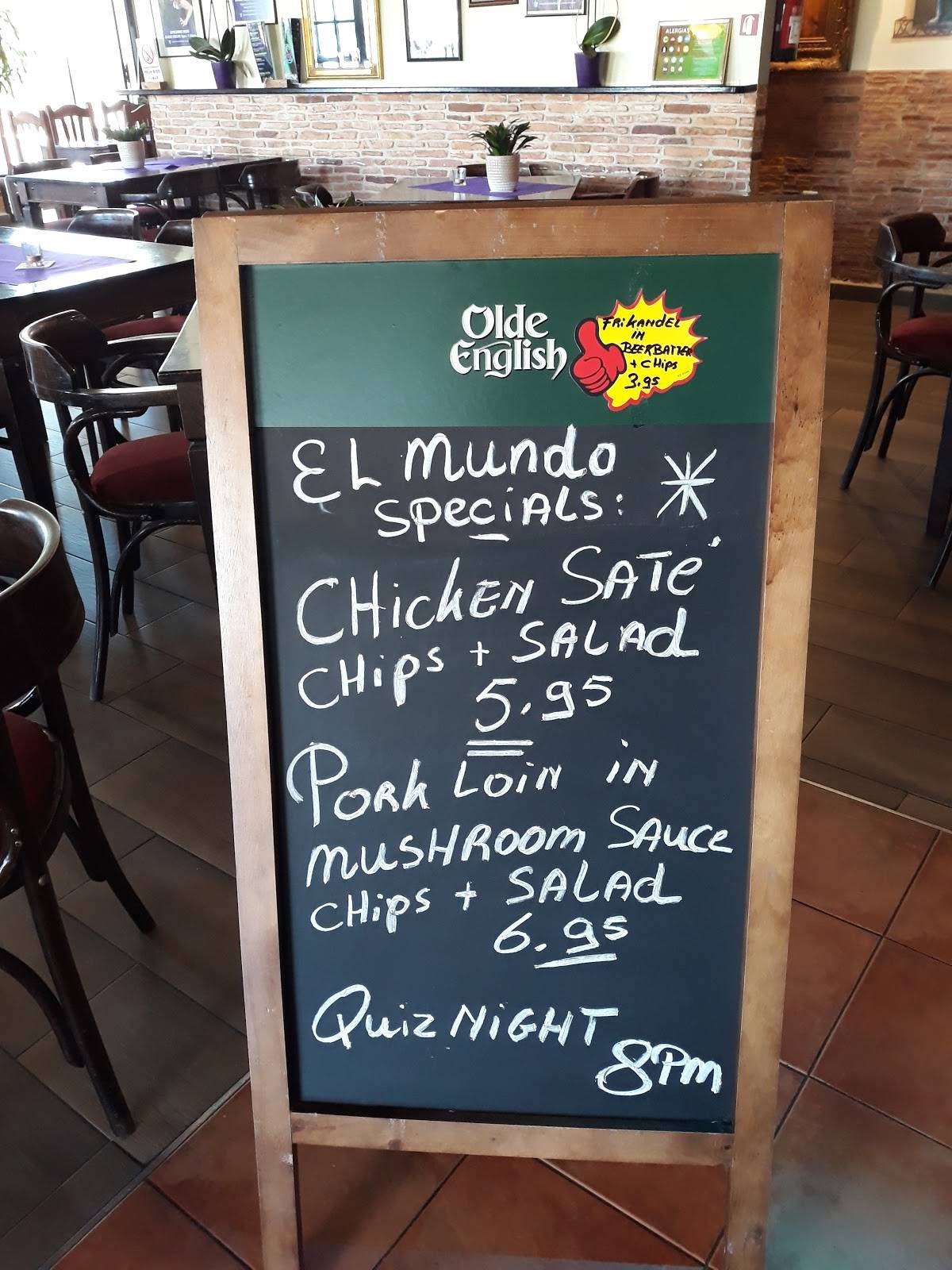 Menu at El Mundo, Benimar restaurant, Benijófar
