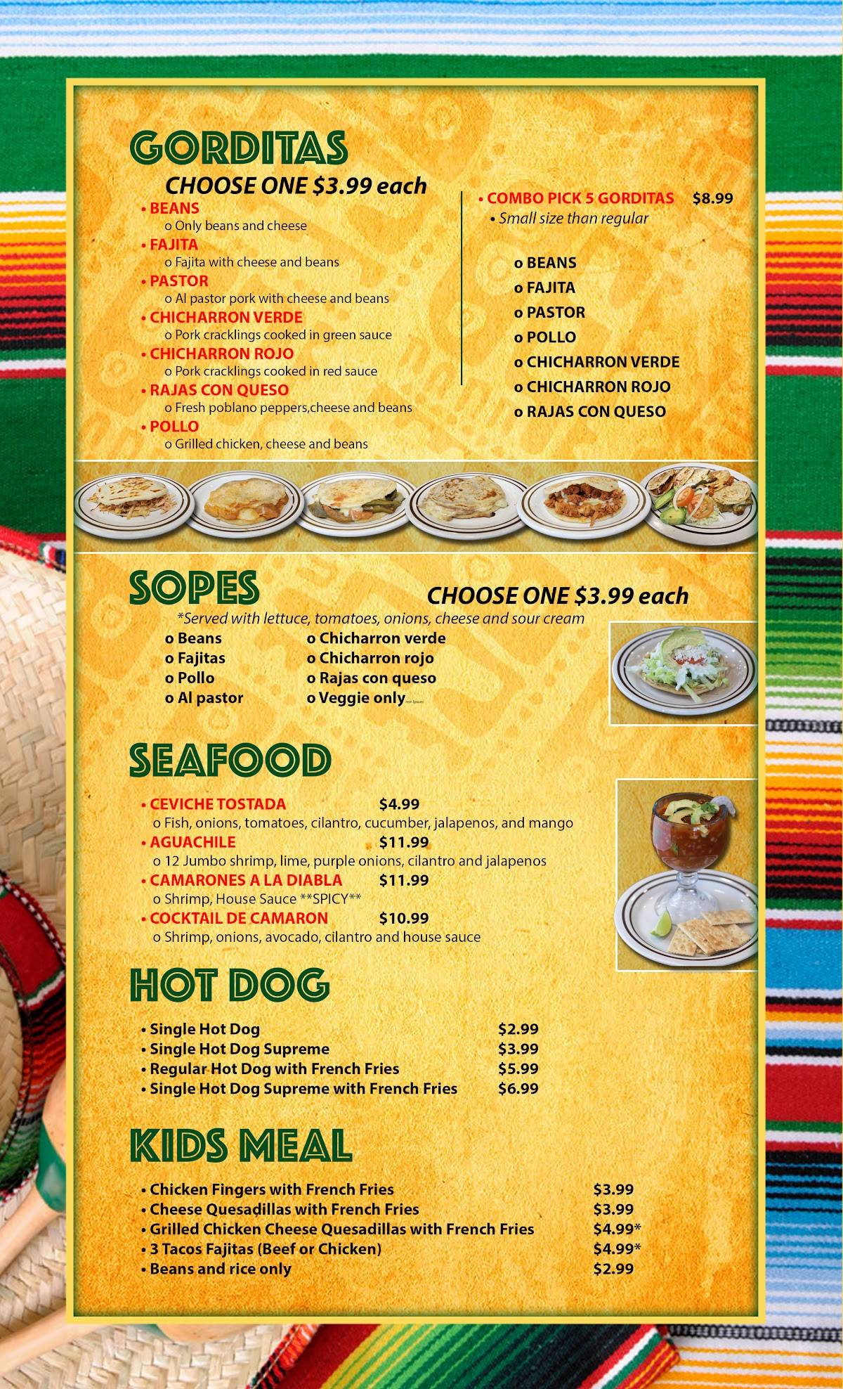 Menu at El Porton restaurant, Memphis, Poplar Ave
