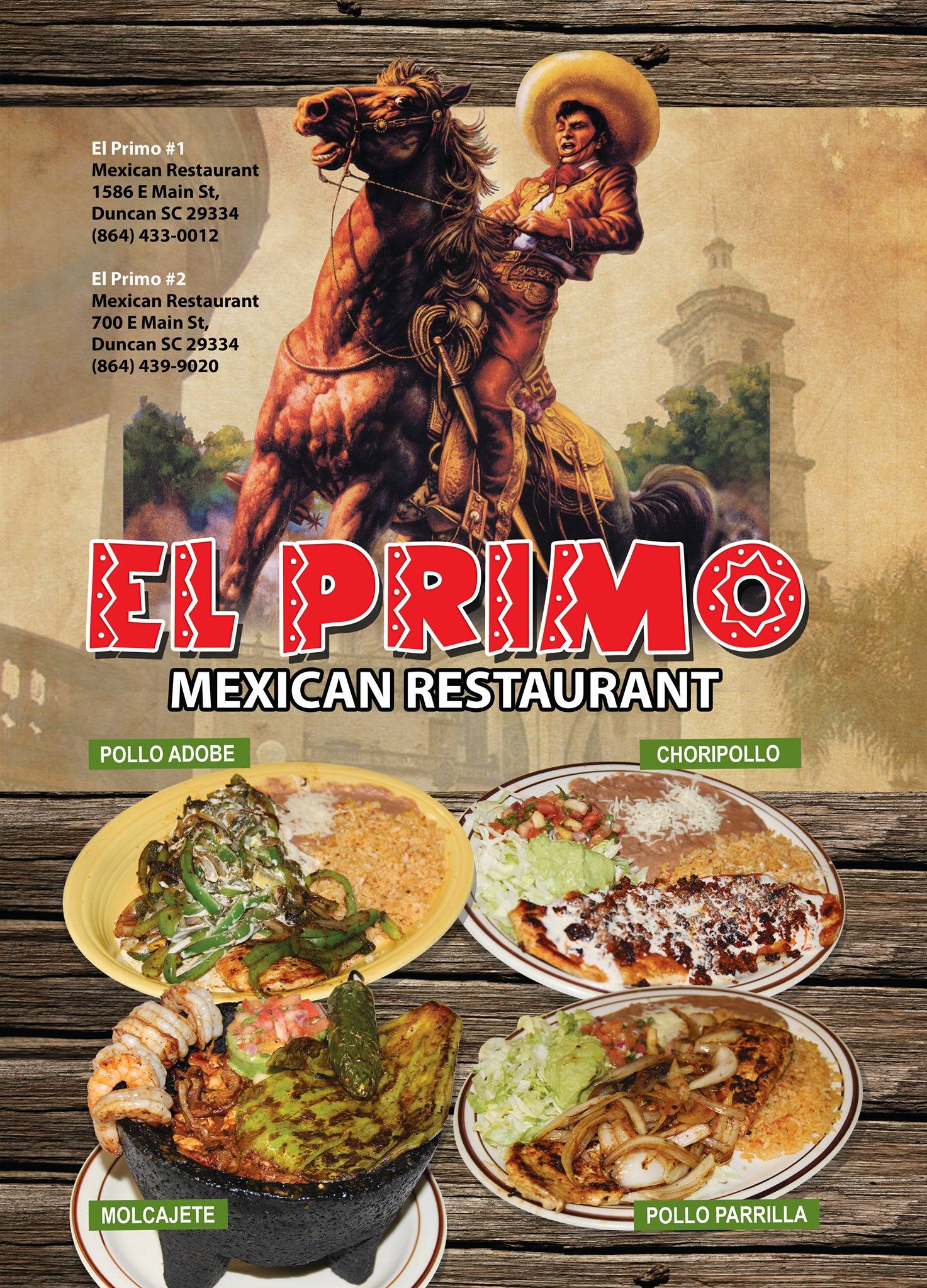 Menu at El Primo # 1 Mexican Restaurant, Duncan