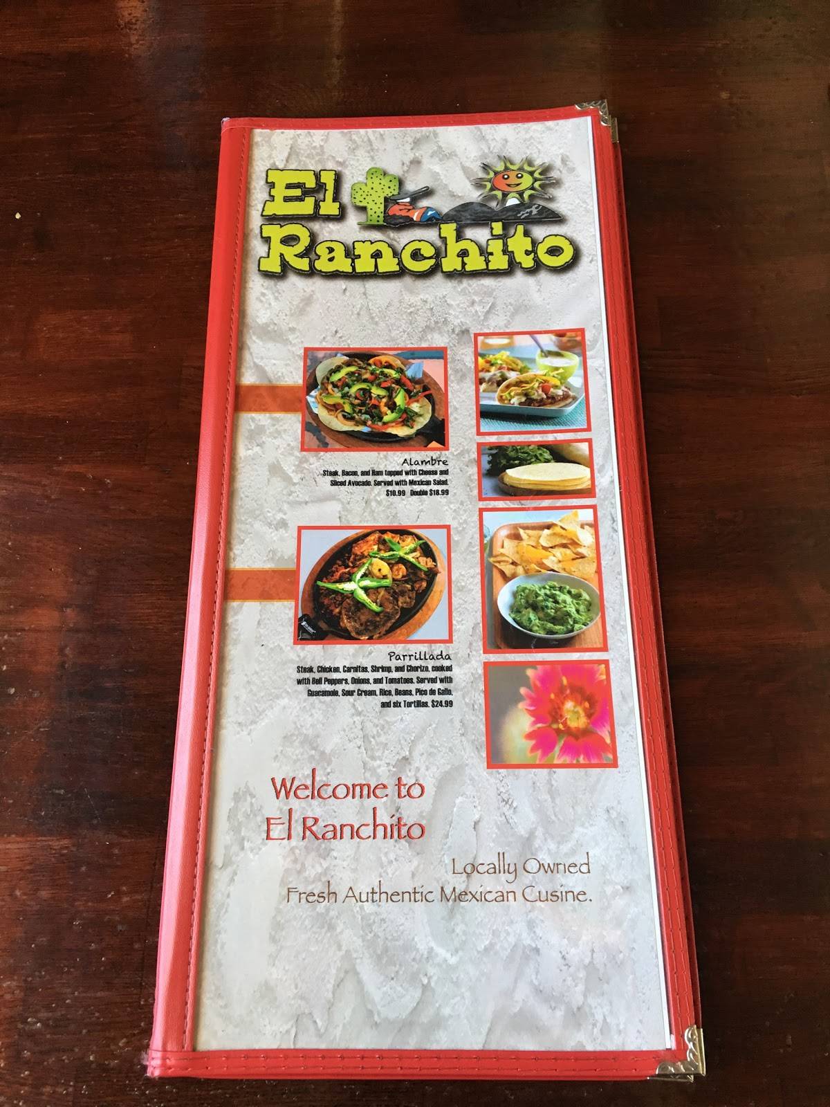 Menu at El Ranchito restaurant, Topeka