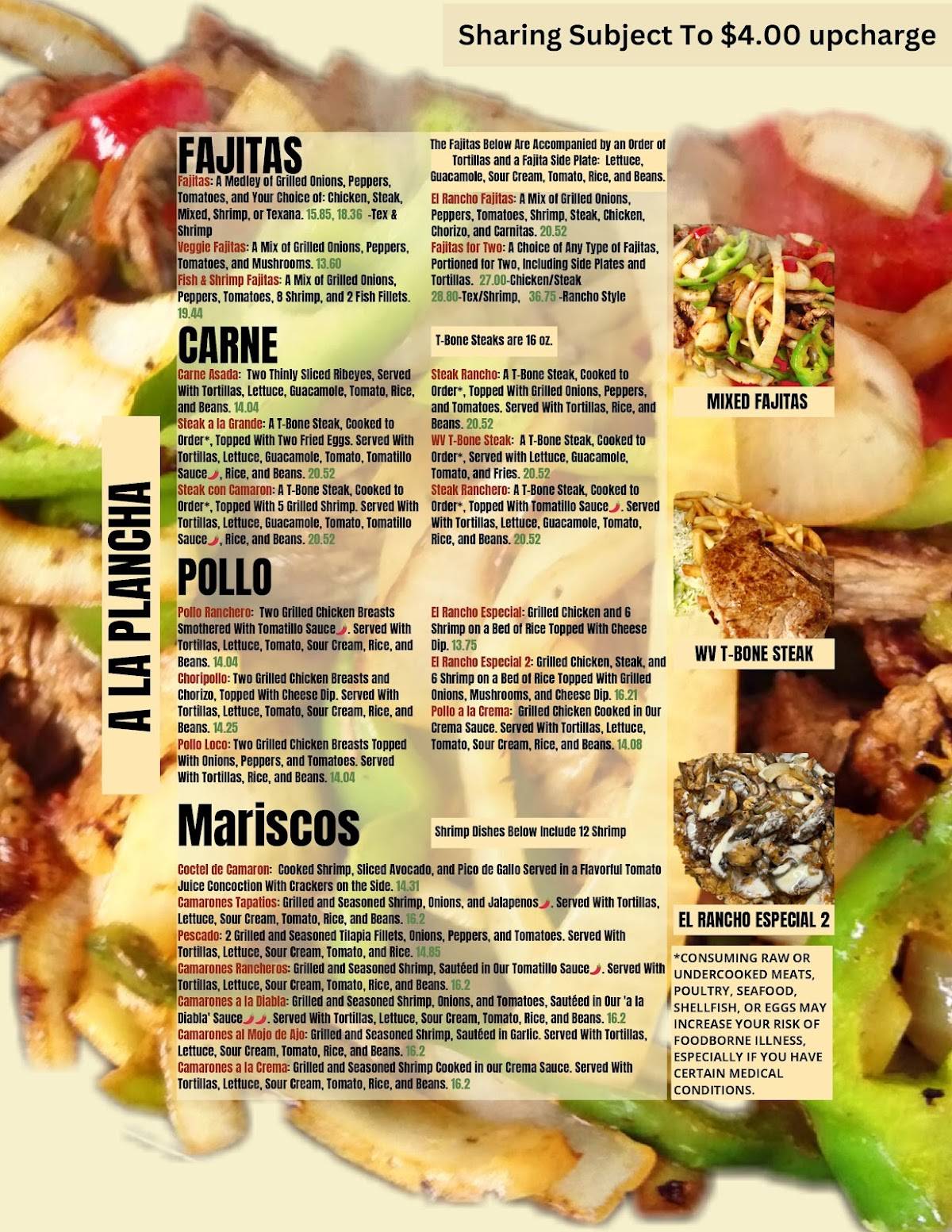 Menu at El Rancho Mexican Restaurant, Moorefield