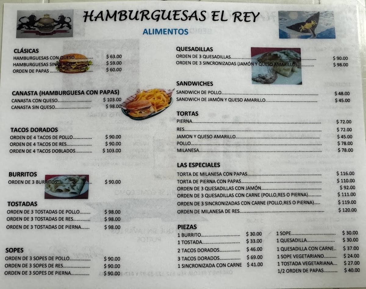 Menu at El Rey restaurant, La Paz