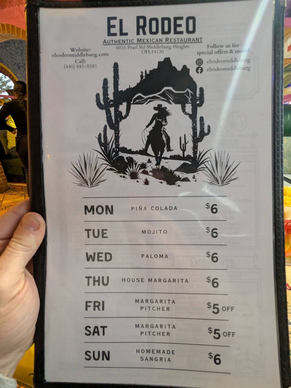 Menu at El Rodeo Mexican Restaurant, Middleburg Heights, Pearl Rd