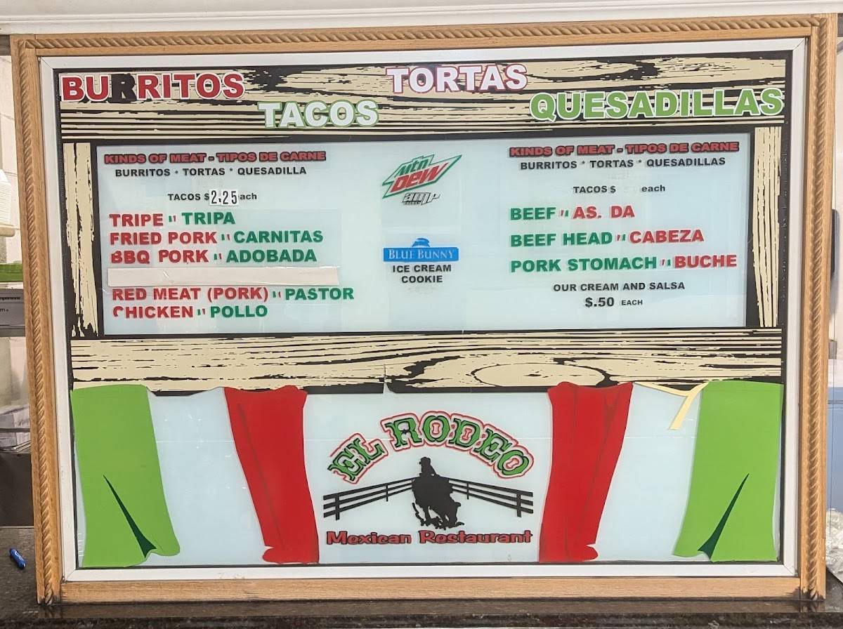 Menu at El Rodeo Mexican Restaurant, Norfolk