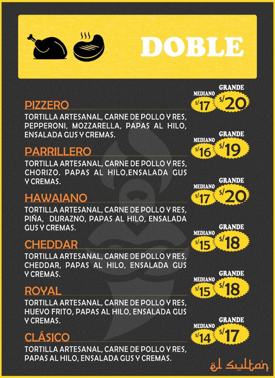 Menu at El Sultán FastFood Ayacucho restaurant, Ayacucho