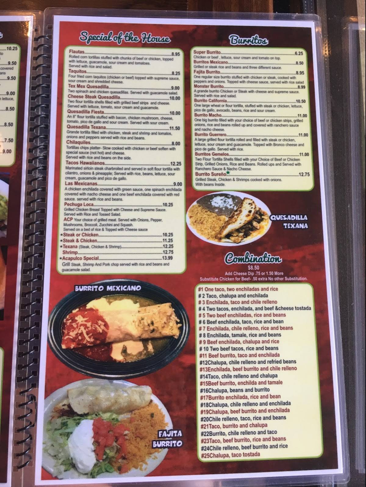 Menu at El Sureno Mexican Restaurant, Piedmont, SC-153