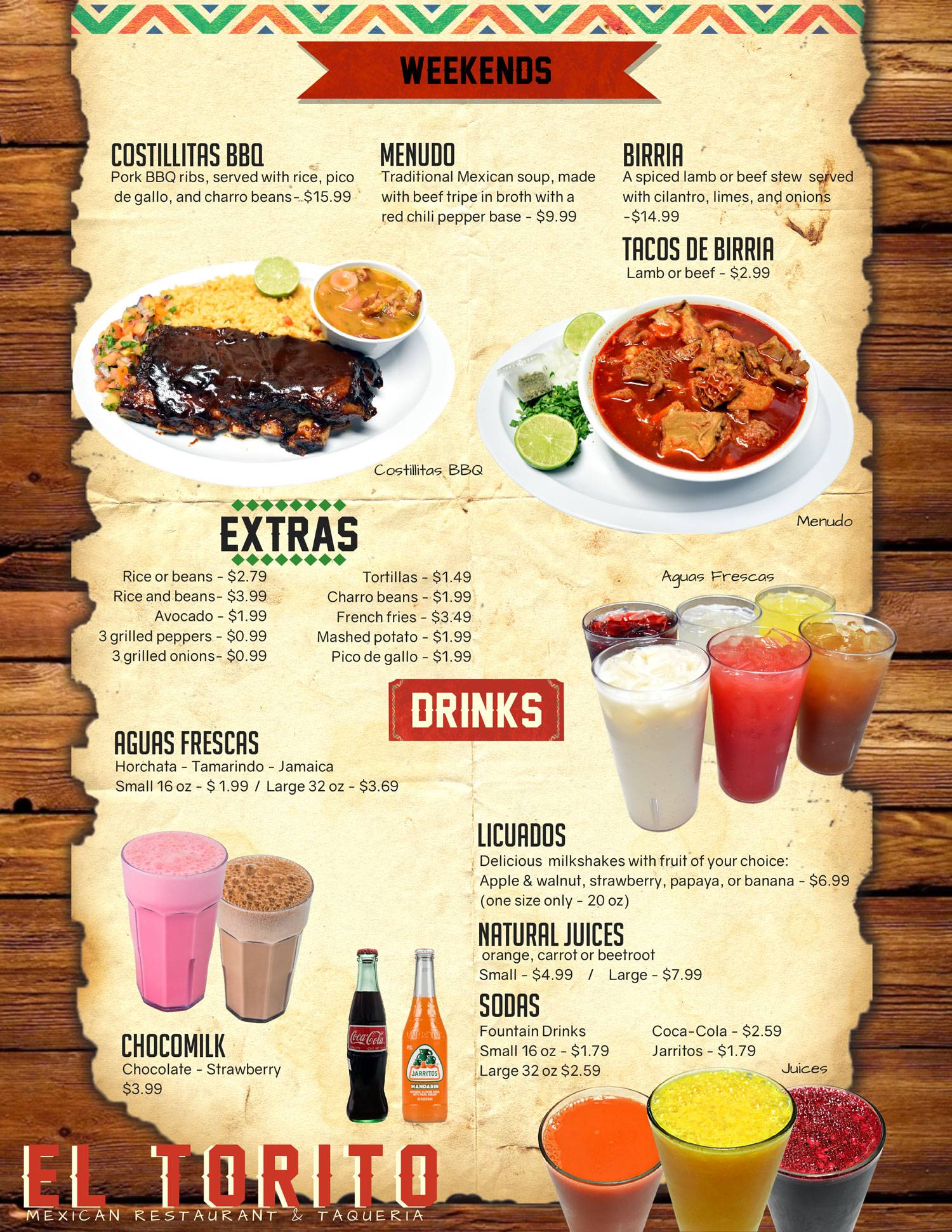 Menu at El Torito Topeka restaurant, Topeka, NW Topeka Blvd
