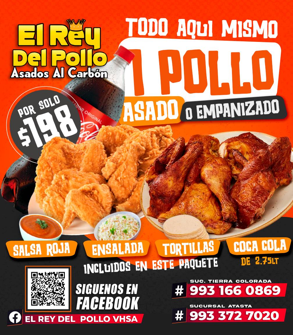 Menu at El rey del pollo restaurant, Villahermosa, Av. 27 de Febrero ...