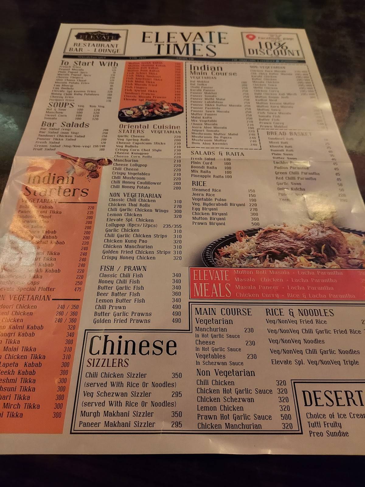 Menu at Elevate, Patiala, SCO 5