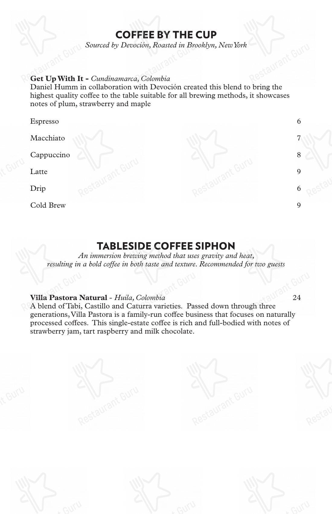 Menu at Eleven Madison Park pub & bar, New York City, 11 Madison Ave