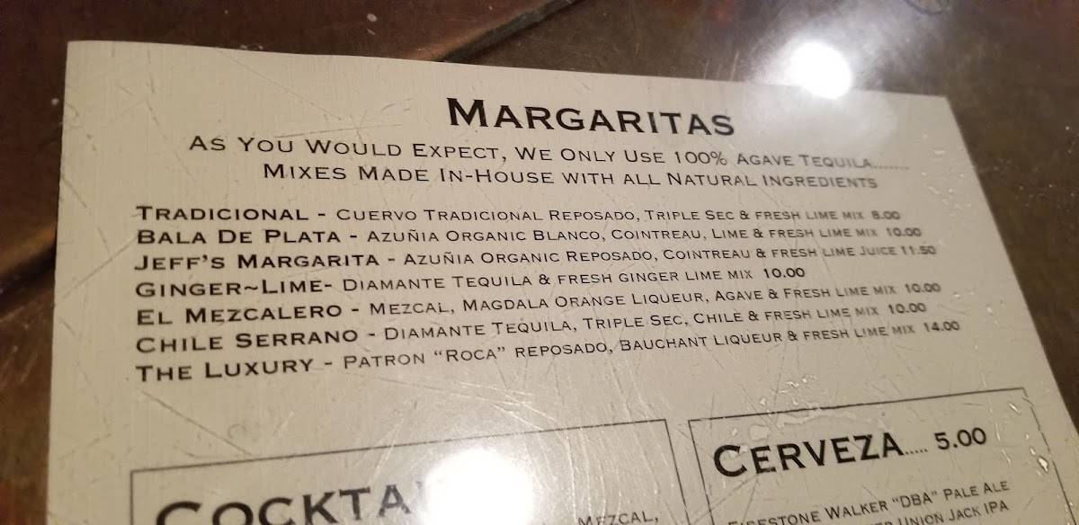 Menu at Elote Cafe, Sedona