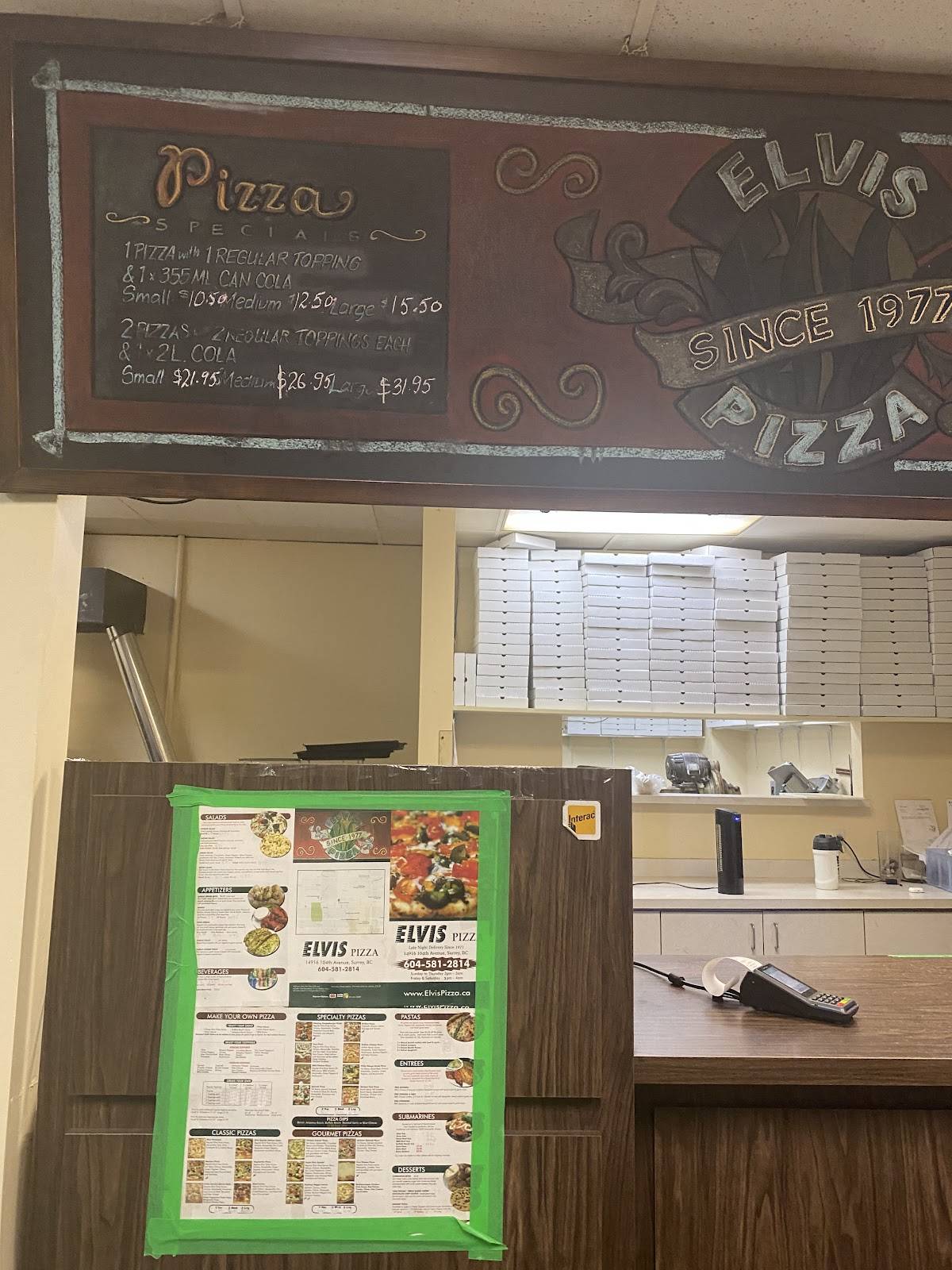 Menu at Elvis Pizza pizzeria, Surrey