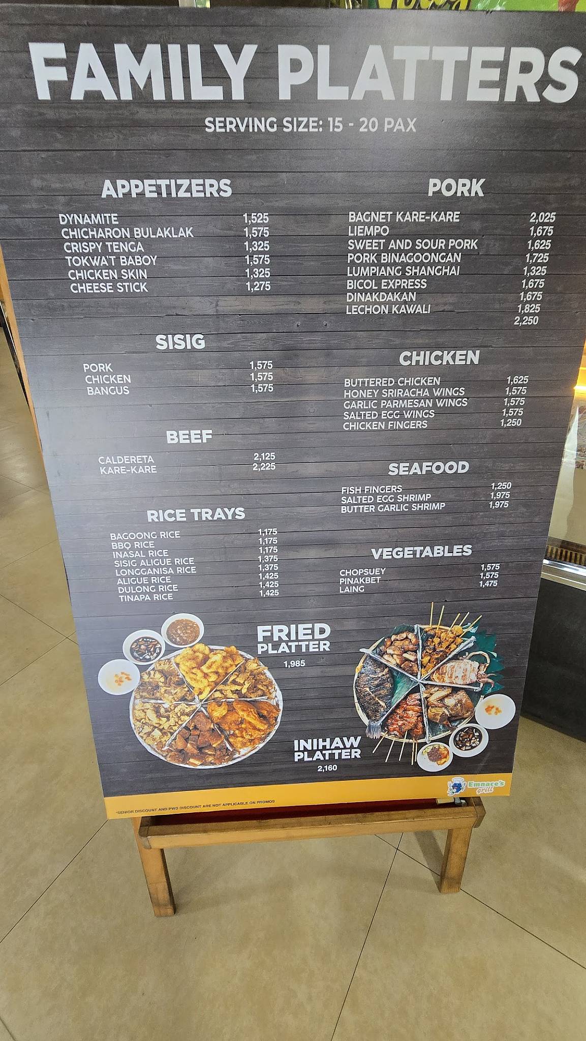 Carta del restaurante Emnace's Grill, Ciudad Quezon, 181 Congressional Ave