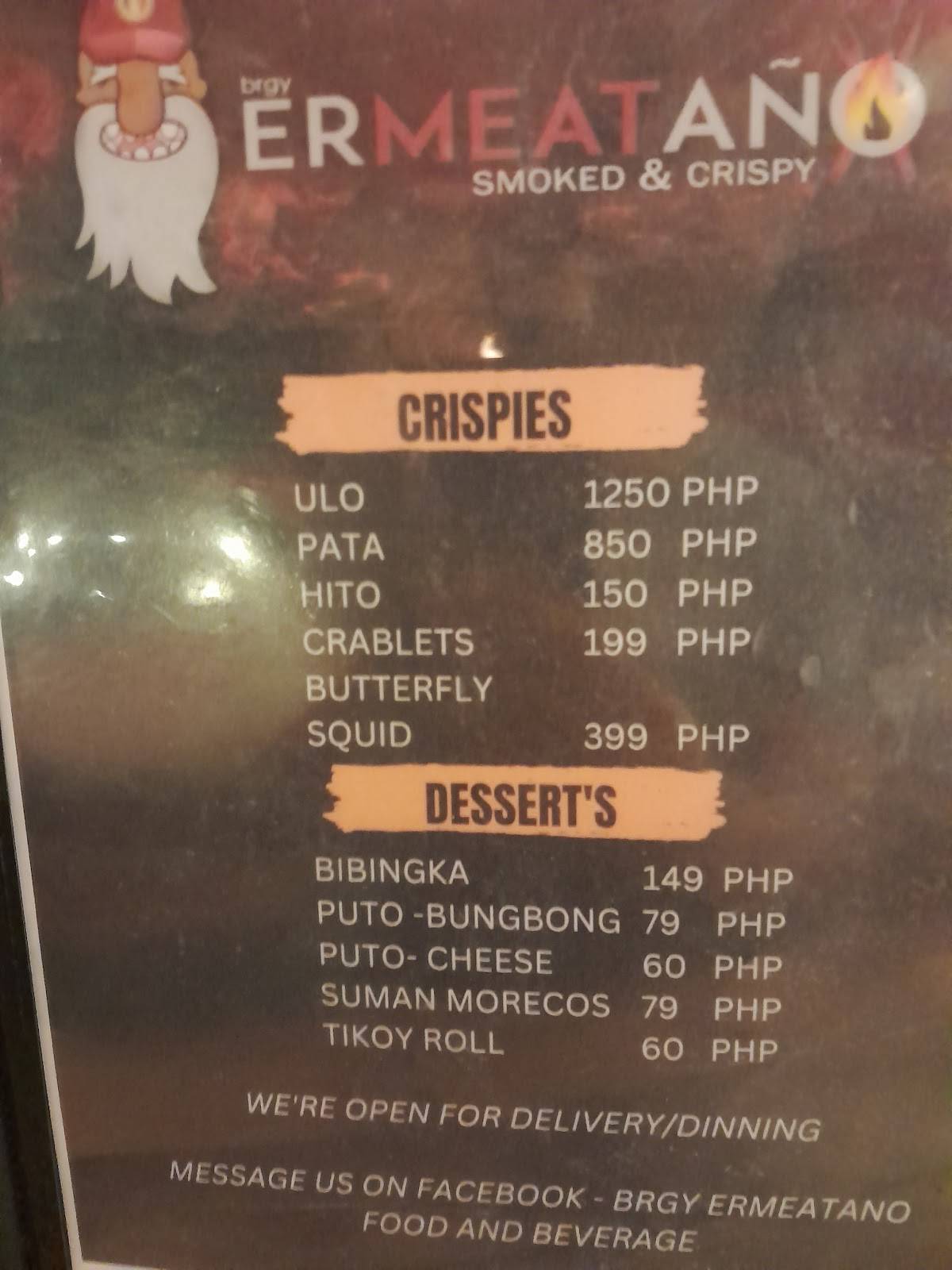 Menu at Ermeataño Antipolo restaurant, Antipolo