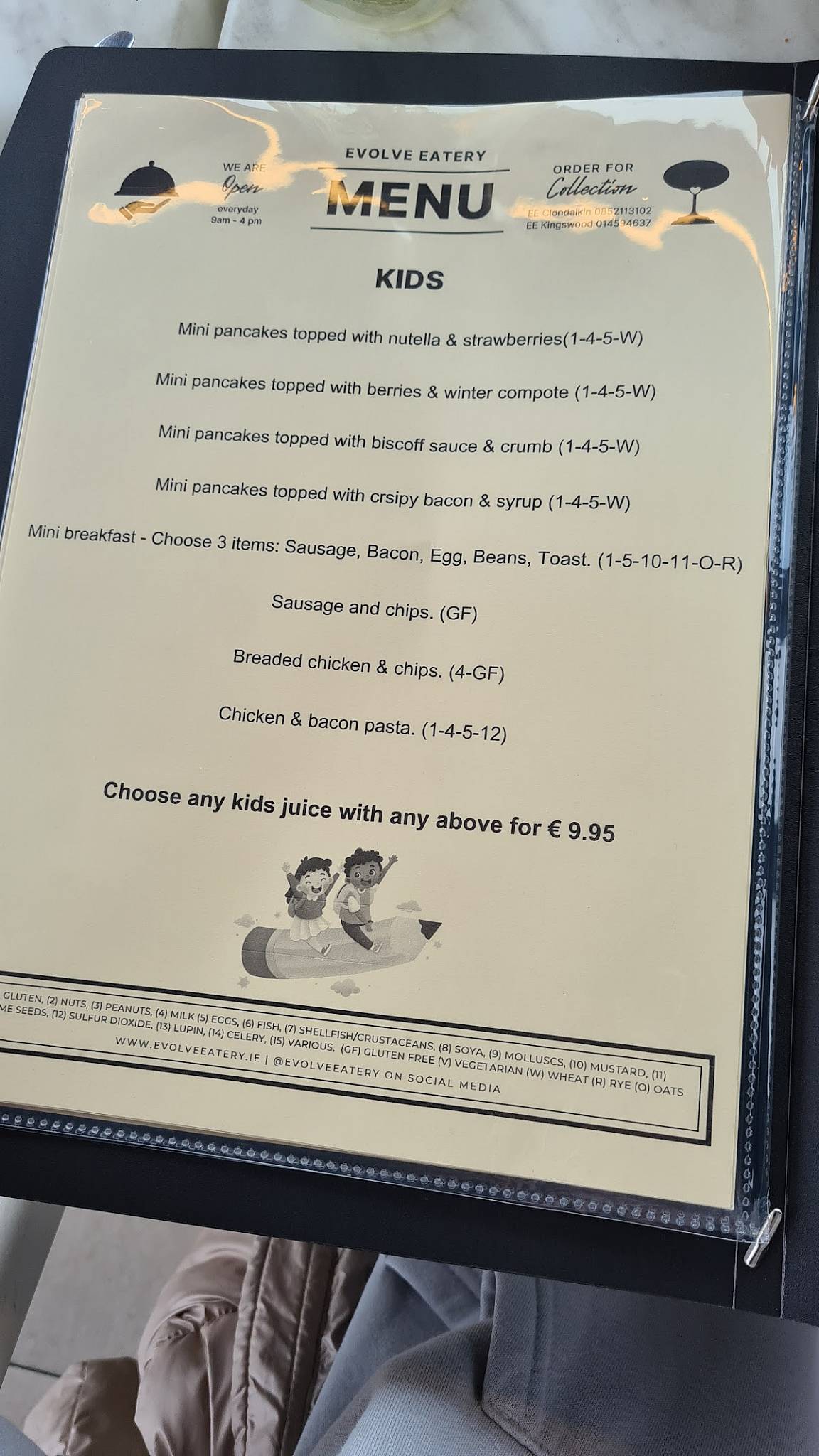 Menu at Evolve Eatery cafe, Dublin, Unit 1