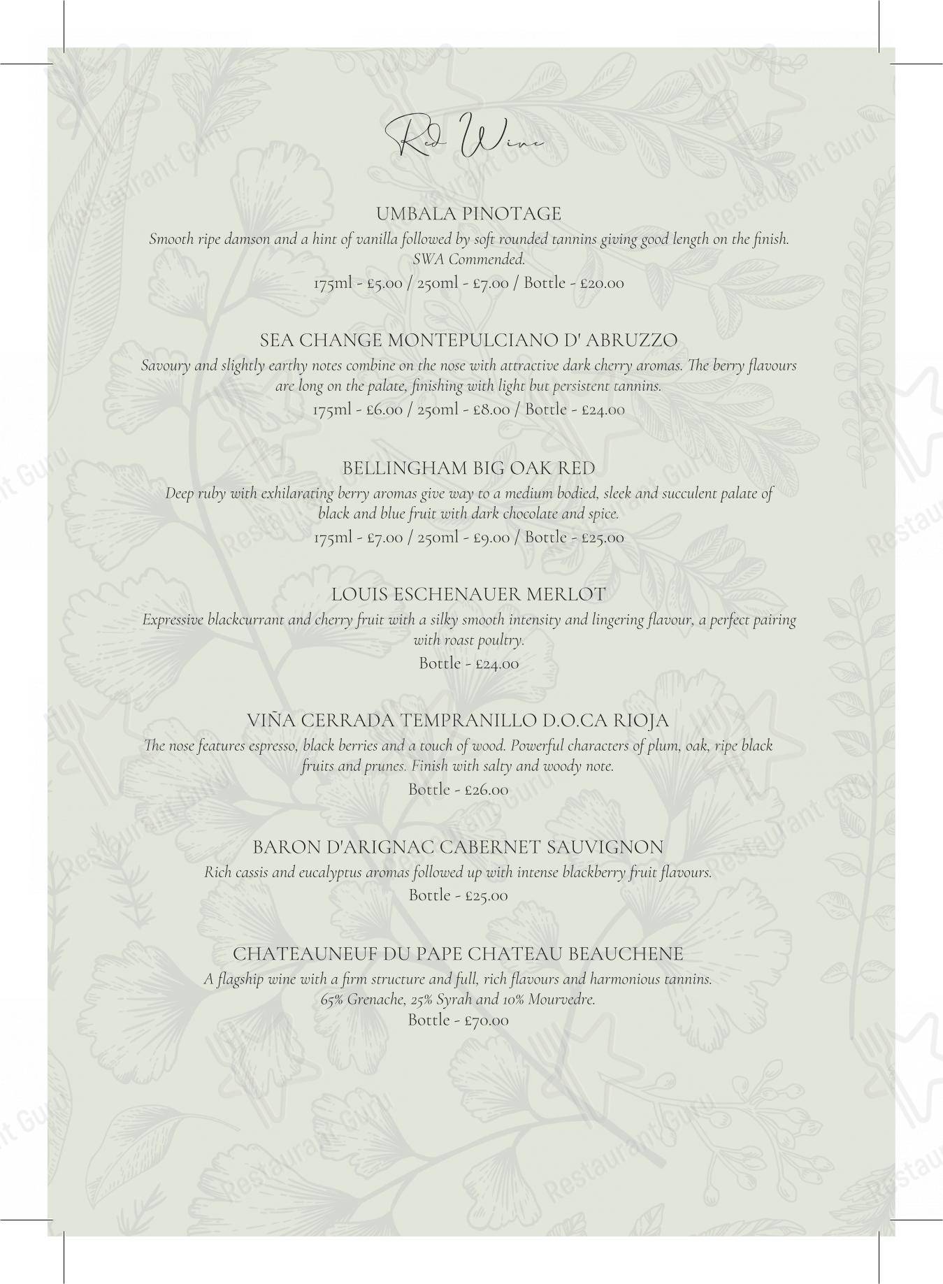 Menu at Ewe Restaurant and Bar, Bolton