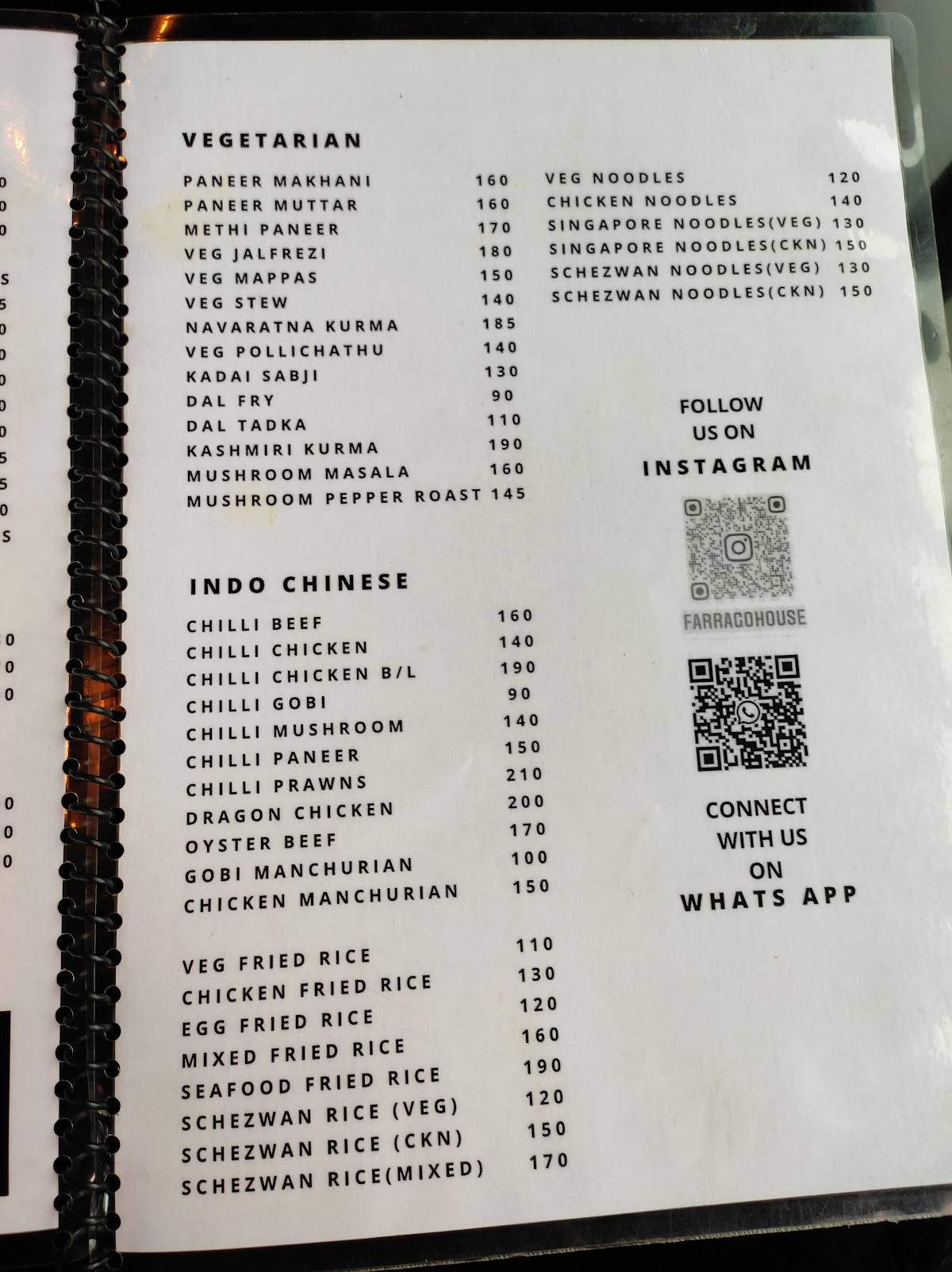 Menu at FARRAGO HOUSE EATERY, Minalur