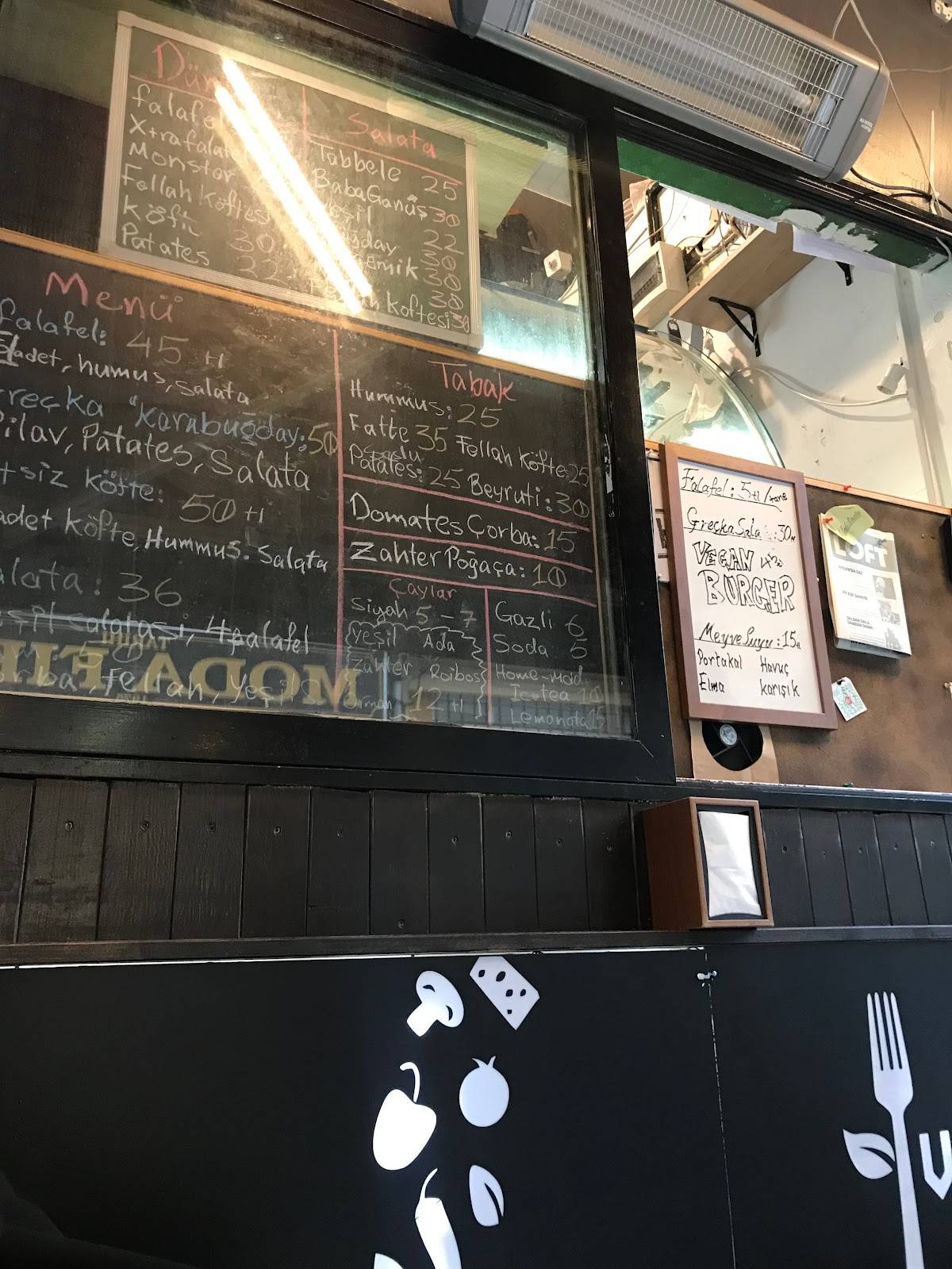 Menu at Falfool Vegan House, Istanbul