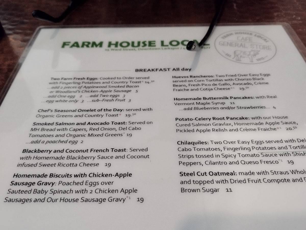 Menu at Farm House Local cafe, Larkspur, 25 Ward St