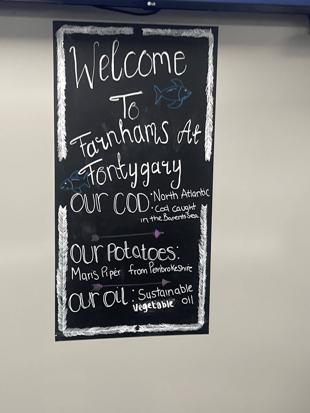 Menu at Farnhams at fontygary restaurant, Rhoose