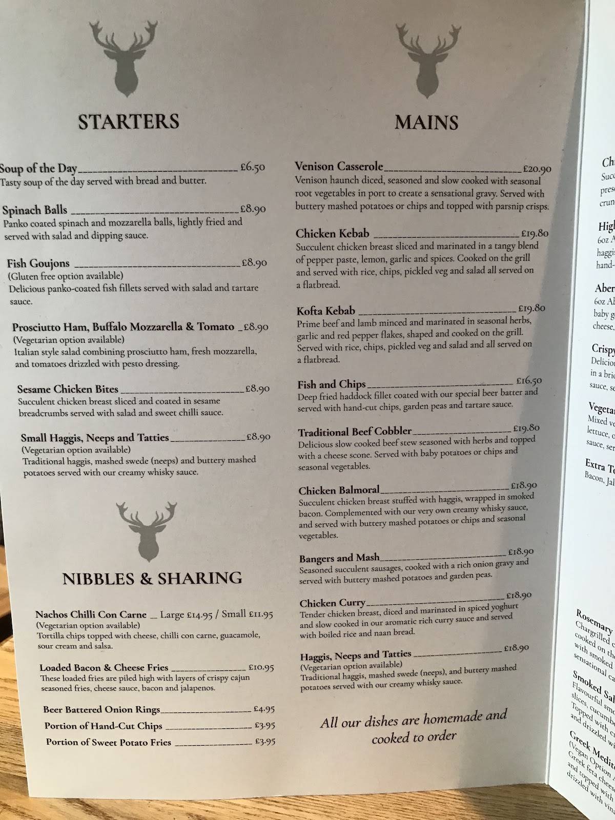 Menu at Farquharsons Bar and Kitchen, Braemar