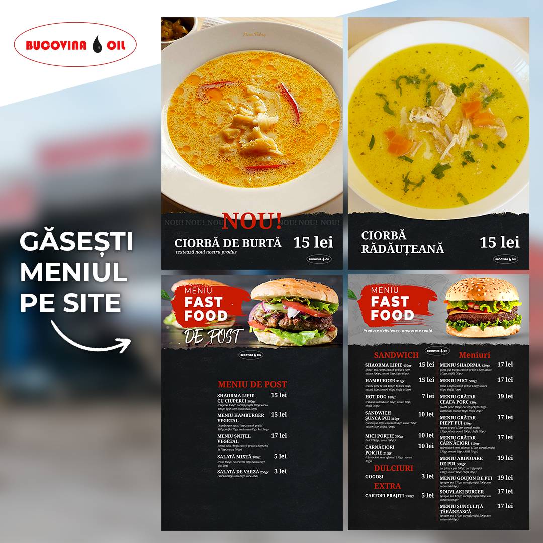 Menu at Fast Food Bucovina Oil, Șcheia