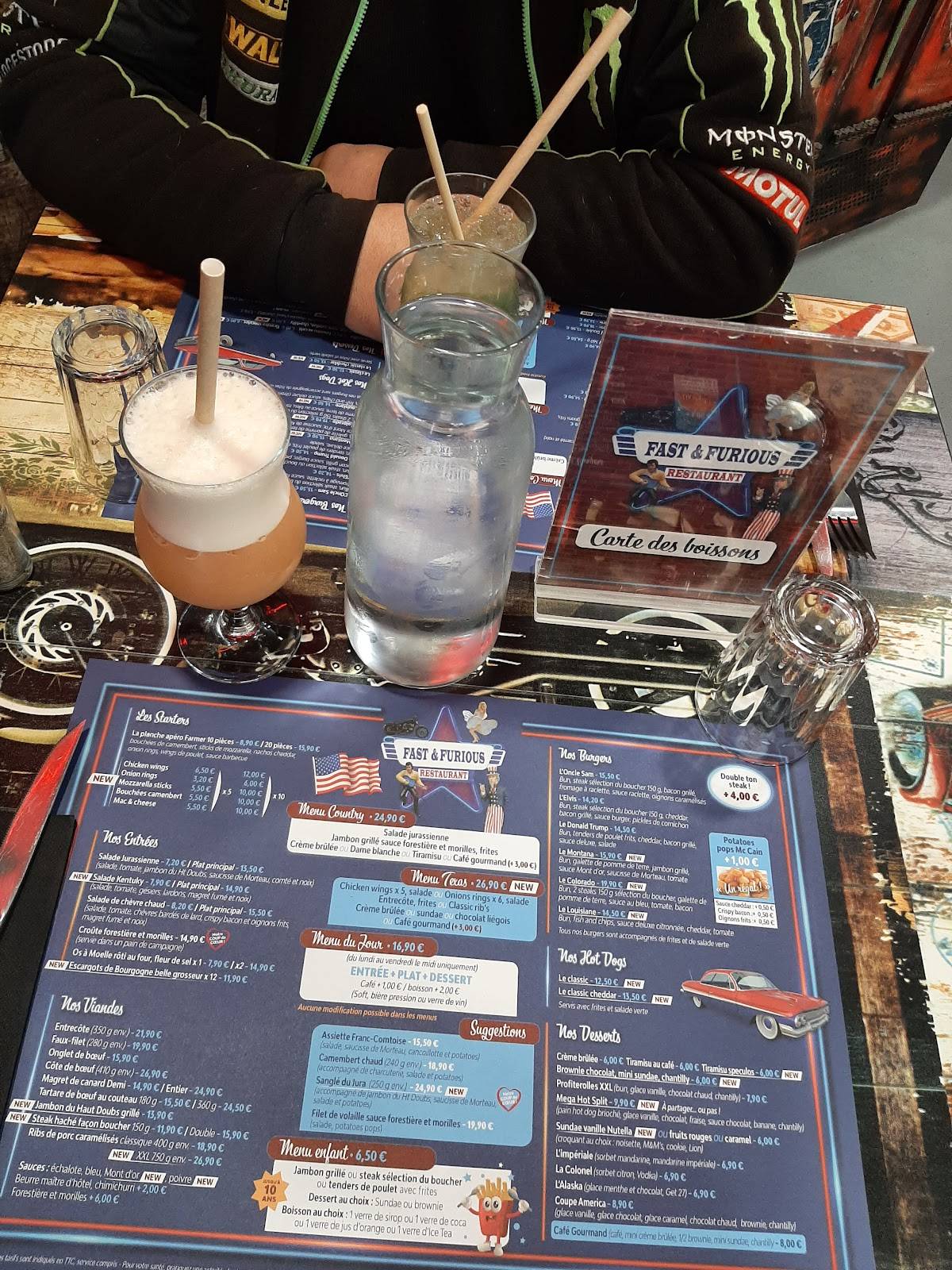 Menu au Fast & Furious Restaurant, Petit-Noir