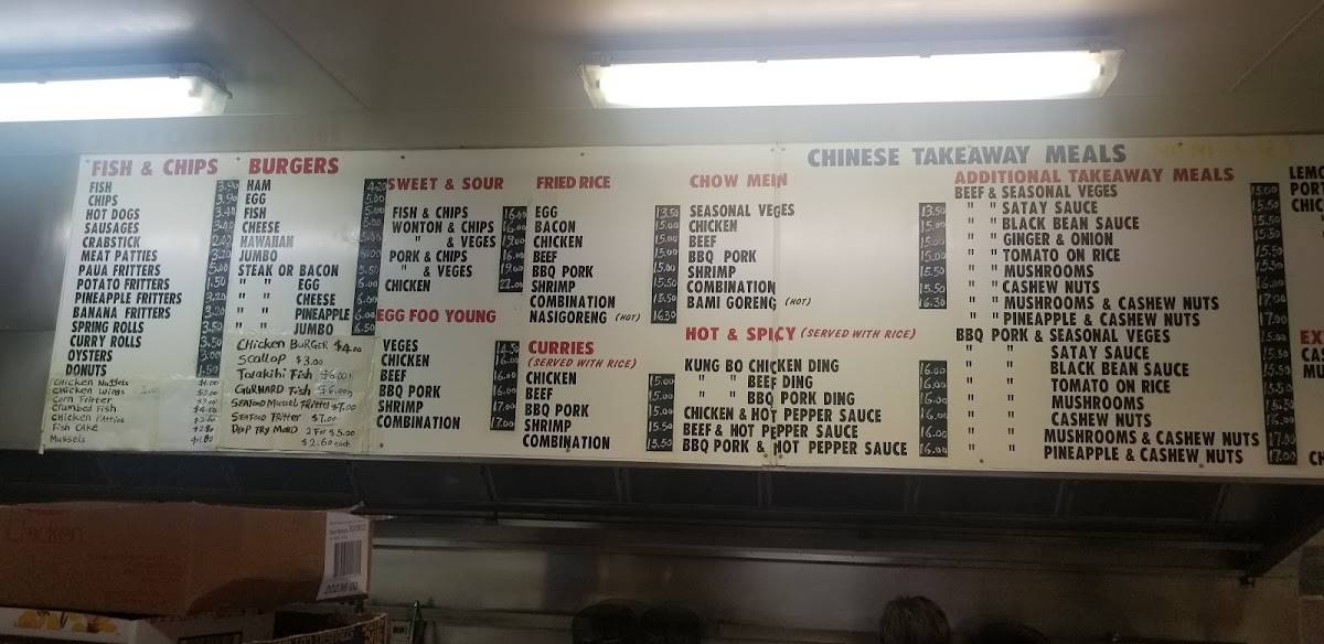 Menu at Apollo Takeaways fast food, Palmerston North