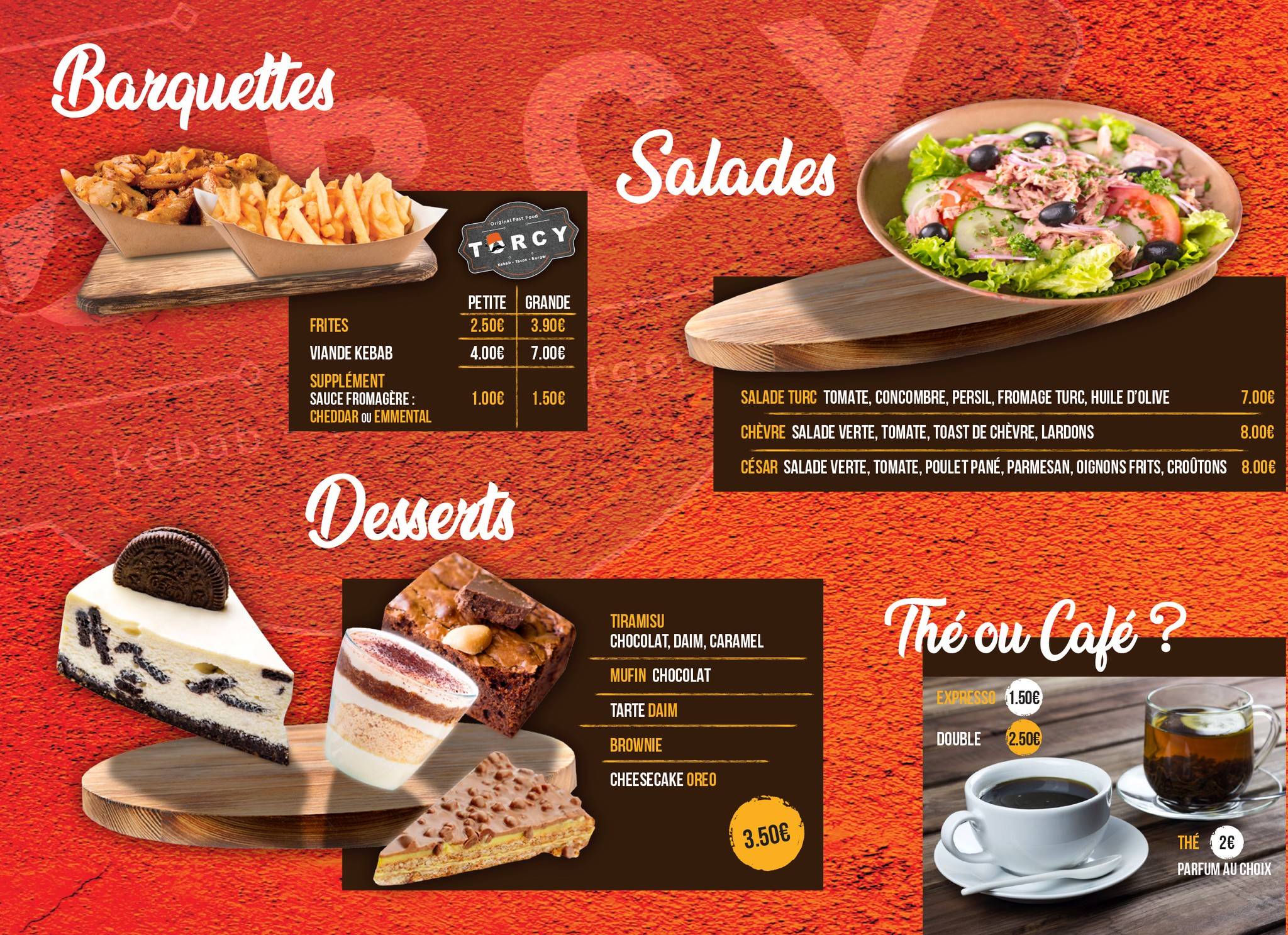 Menu au Kebab de Torcy fast food, Sedan