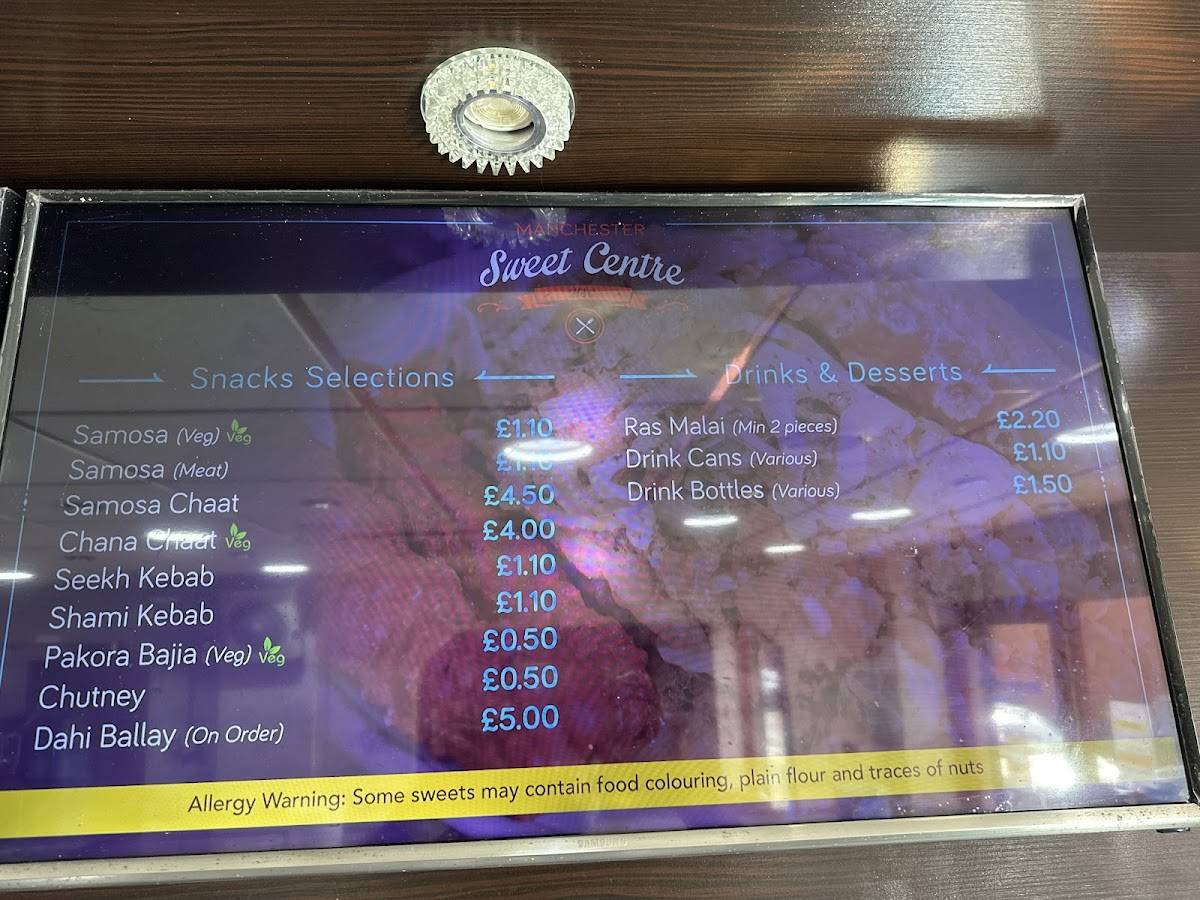 Menu at Manchester Sweet Centre fast food, Blackburn